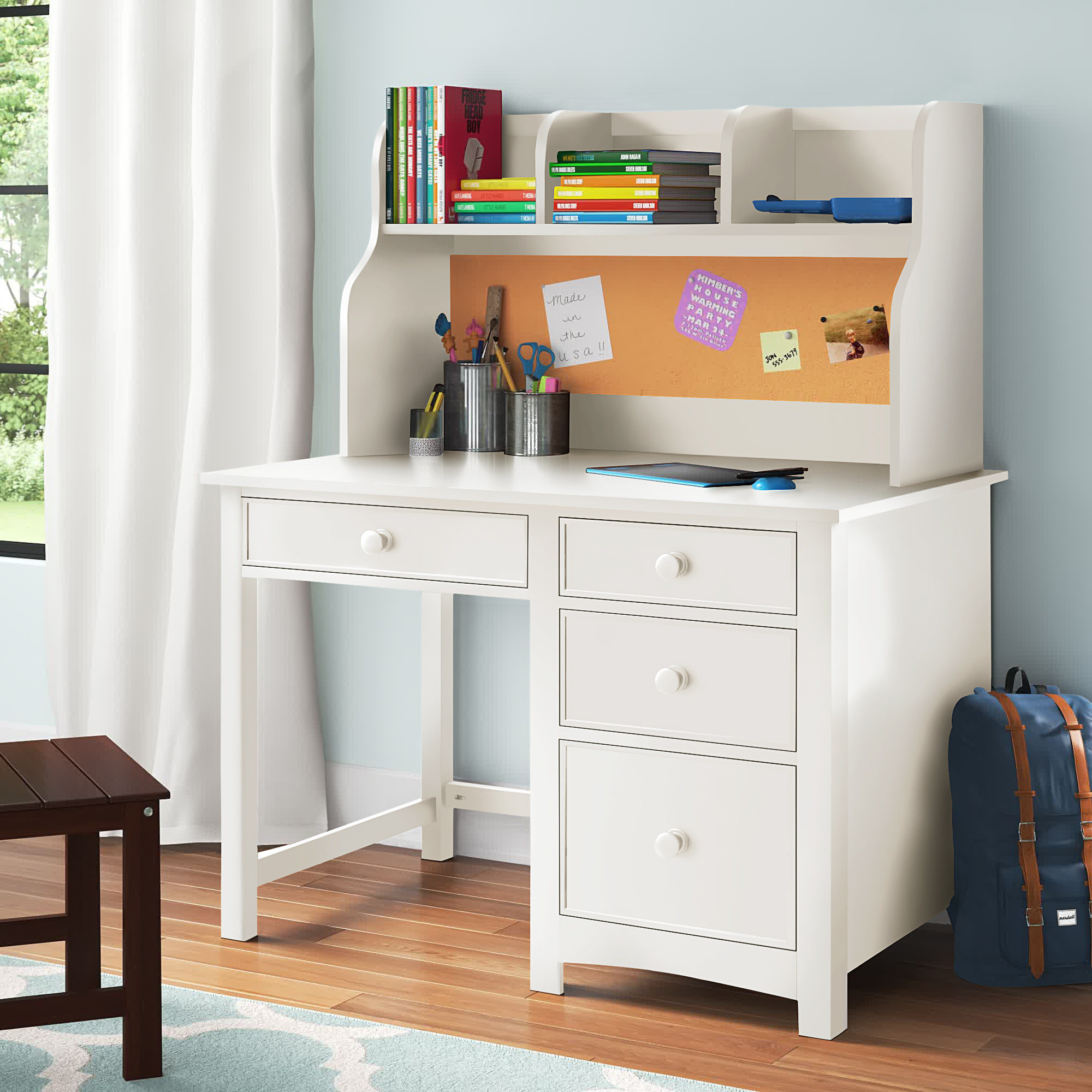 Three Posts™ Baby & Kids Agnew 48" Writing Desk with Hutch | Wayfair