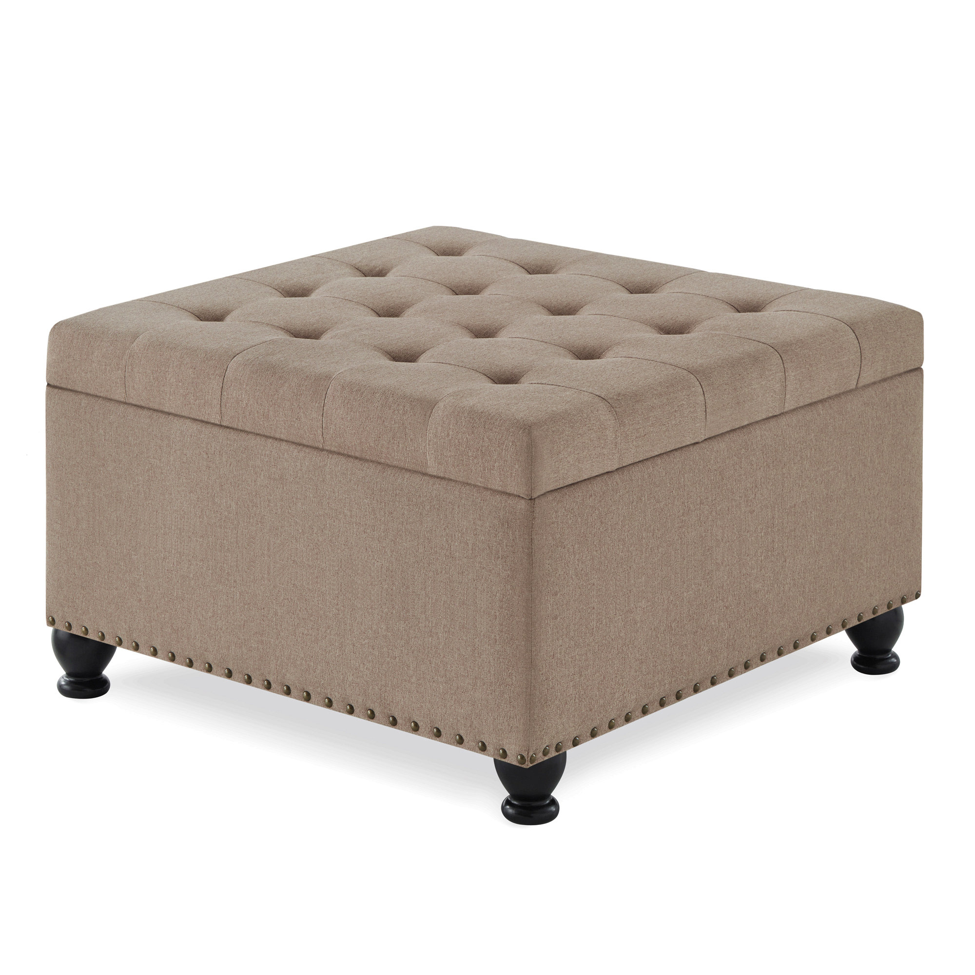 Red Barrel Studio® Large Square Storage Ottoman With Wooden Legs ...