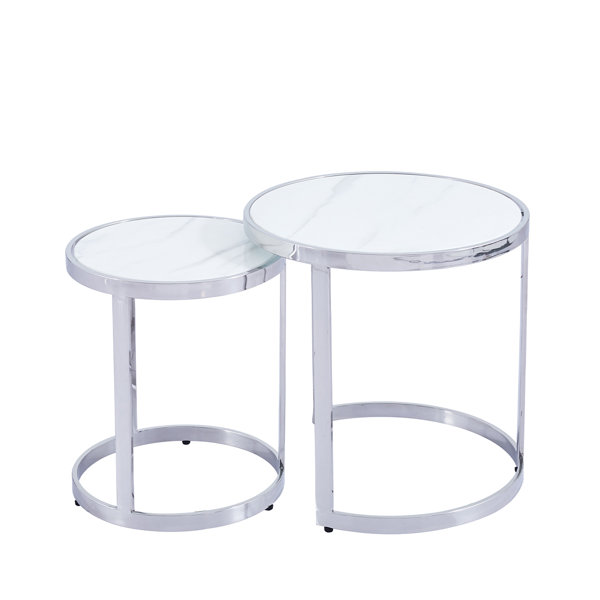 Metro Lane Metal Silver Nesting Table For Living Room Furniture, Nest ...