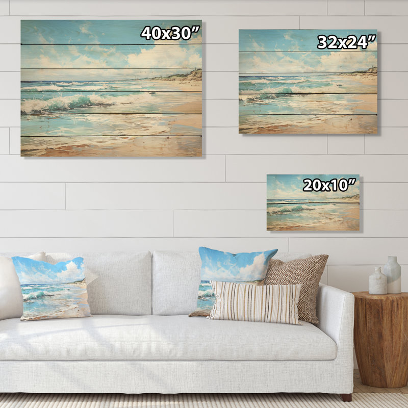 Beachcrest Home™ Abstract Soft Tone Beach Horizons - Coastal Beach Wood ...