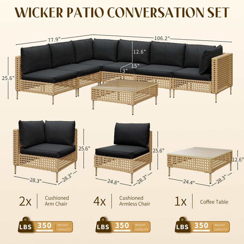 Latitude Run® Keaghan 6 - Person Outdoor Seating Group with Cushions ...