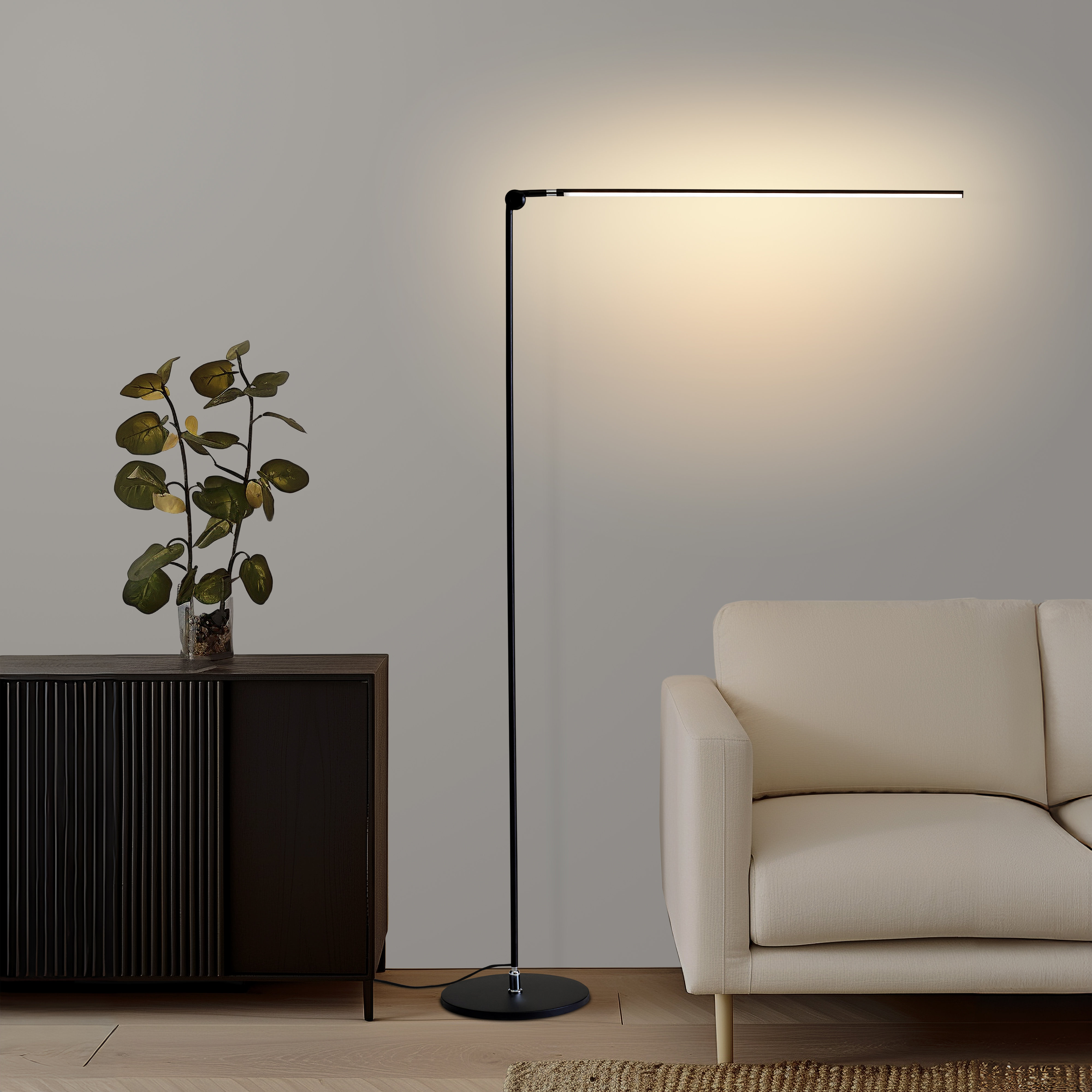 Brightech Libra 54.5" Modern Industrial LED Floor Lamp with Rotating ...