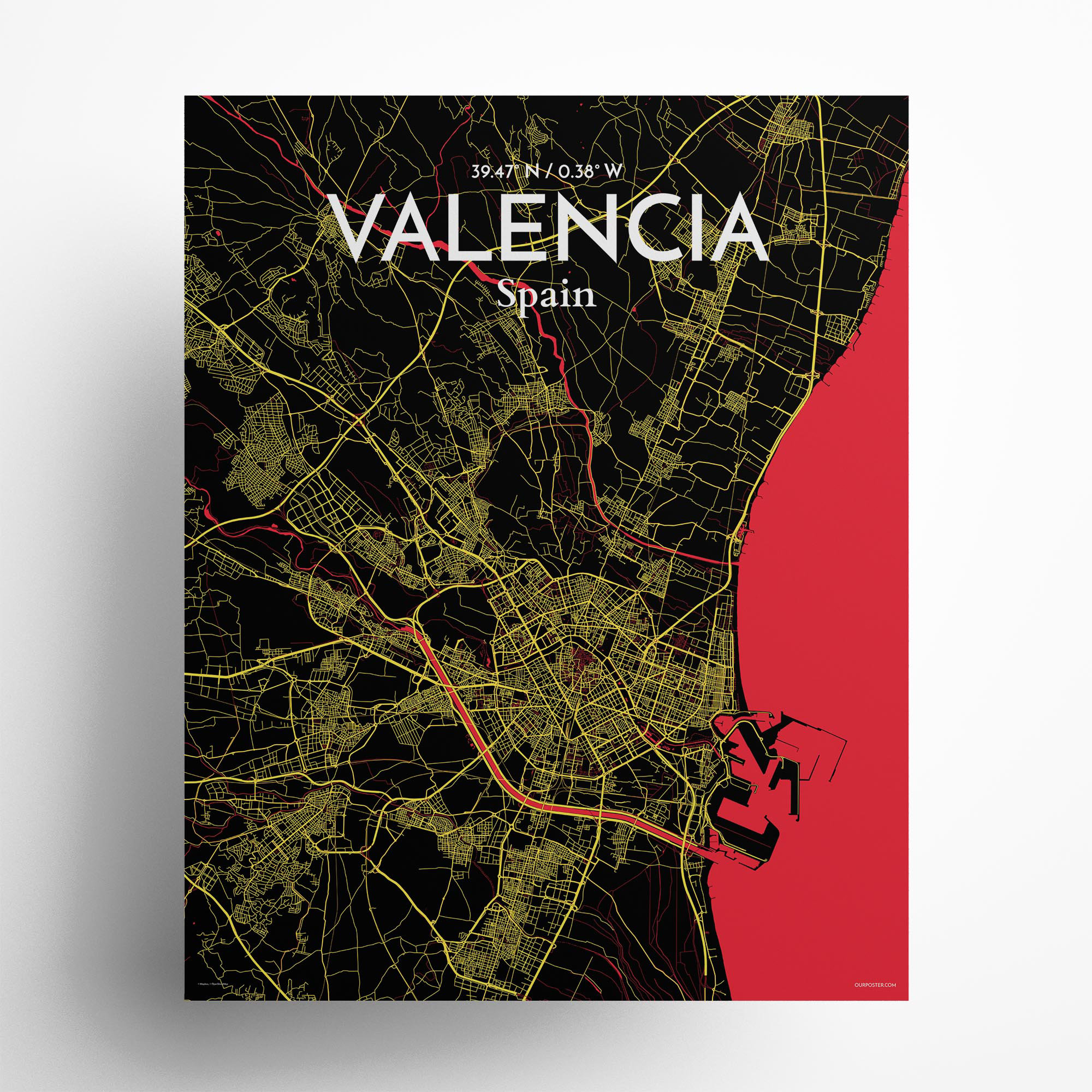 17 Stories Valencia City Map Graphic Art - Wayfair Canada