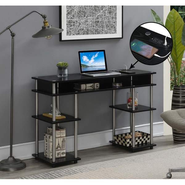 Wrought Studio Edwin No Tools Computer Desk with Built-In Outlets ...