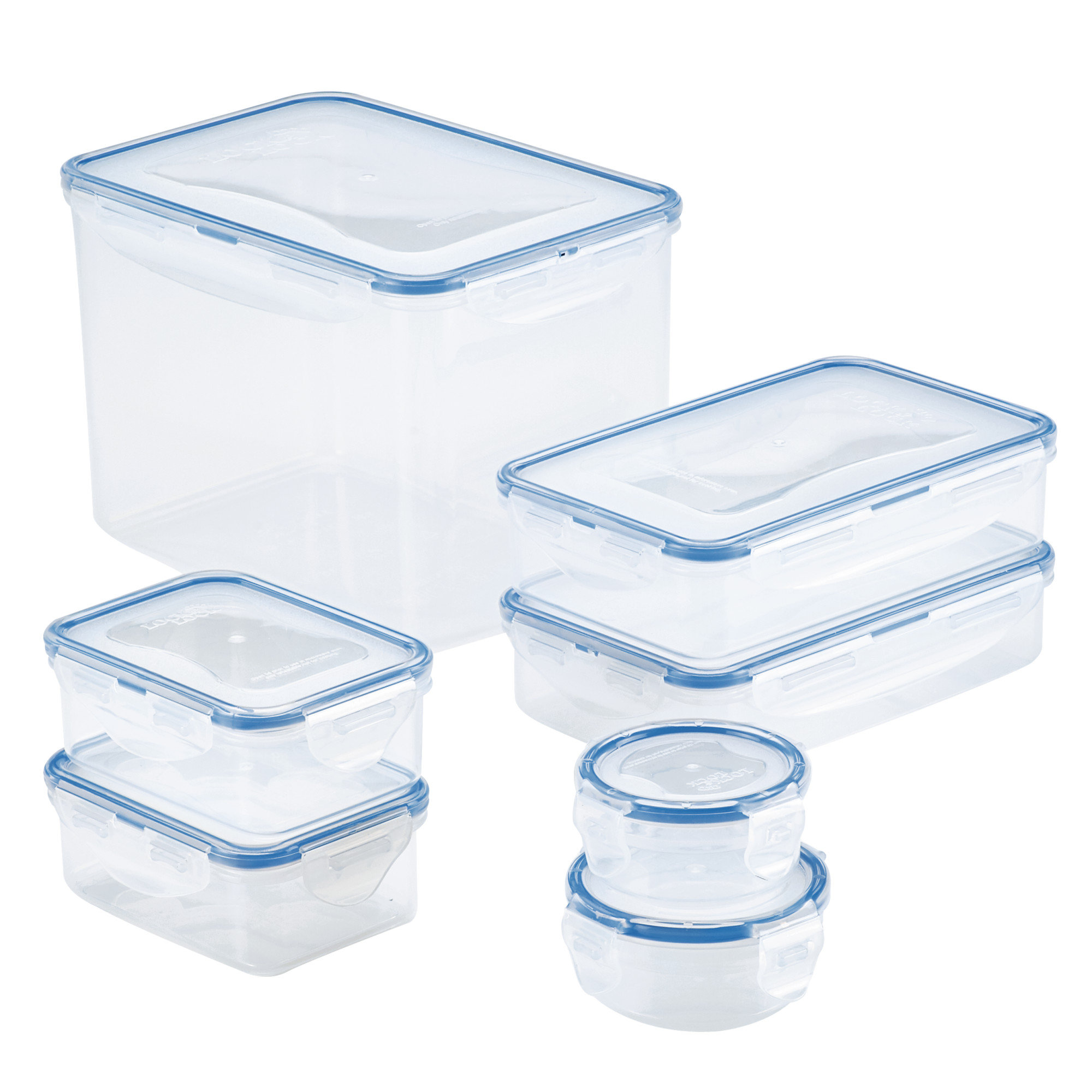 LocknLock Easy Essentials Rectangular Food Storage Container Set, 14 ...