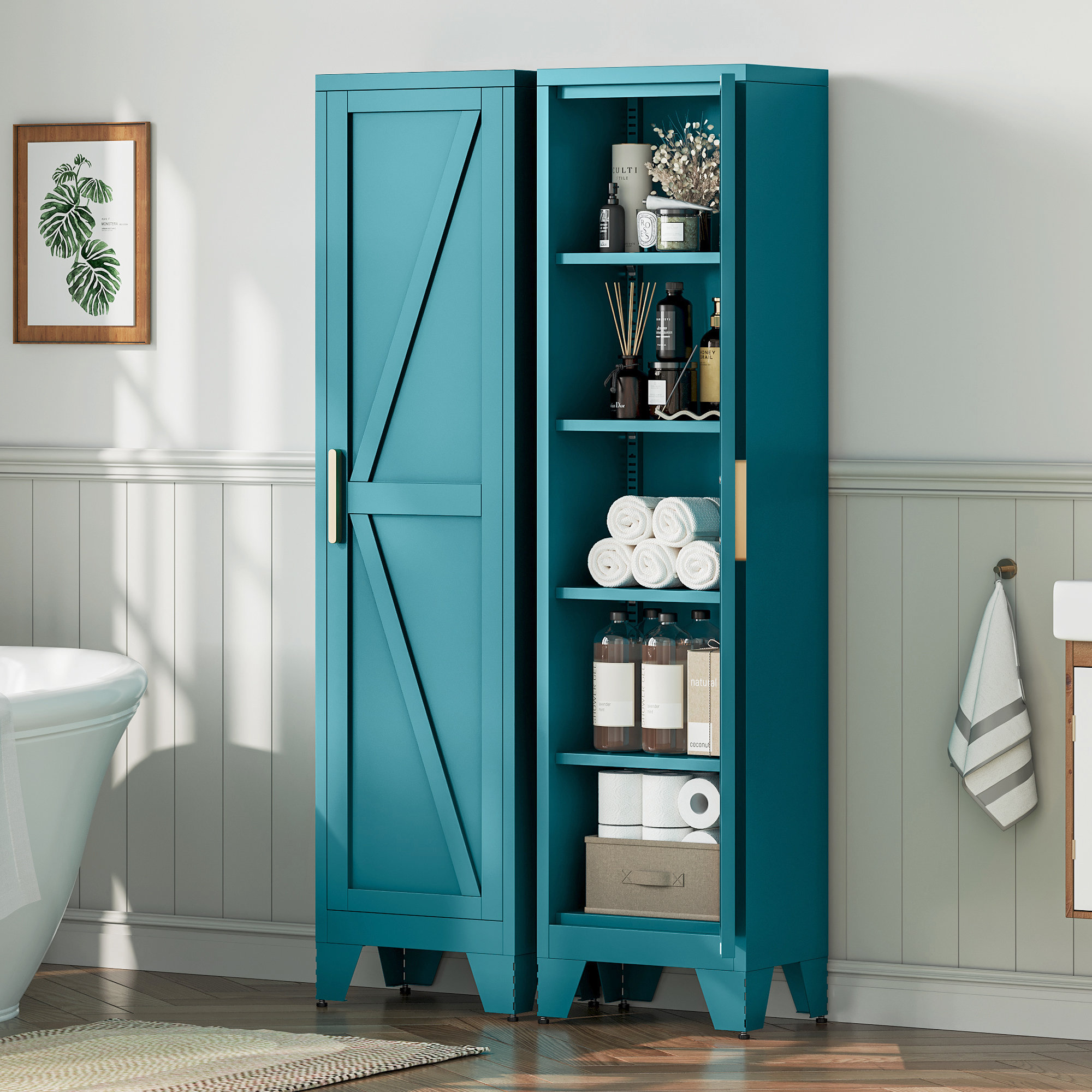 Lark Manor™ 67 Inches White Slim Tall Metal Storage Cabient With ...