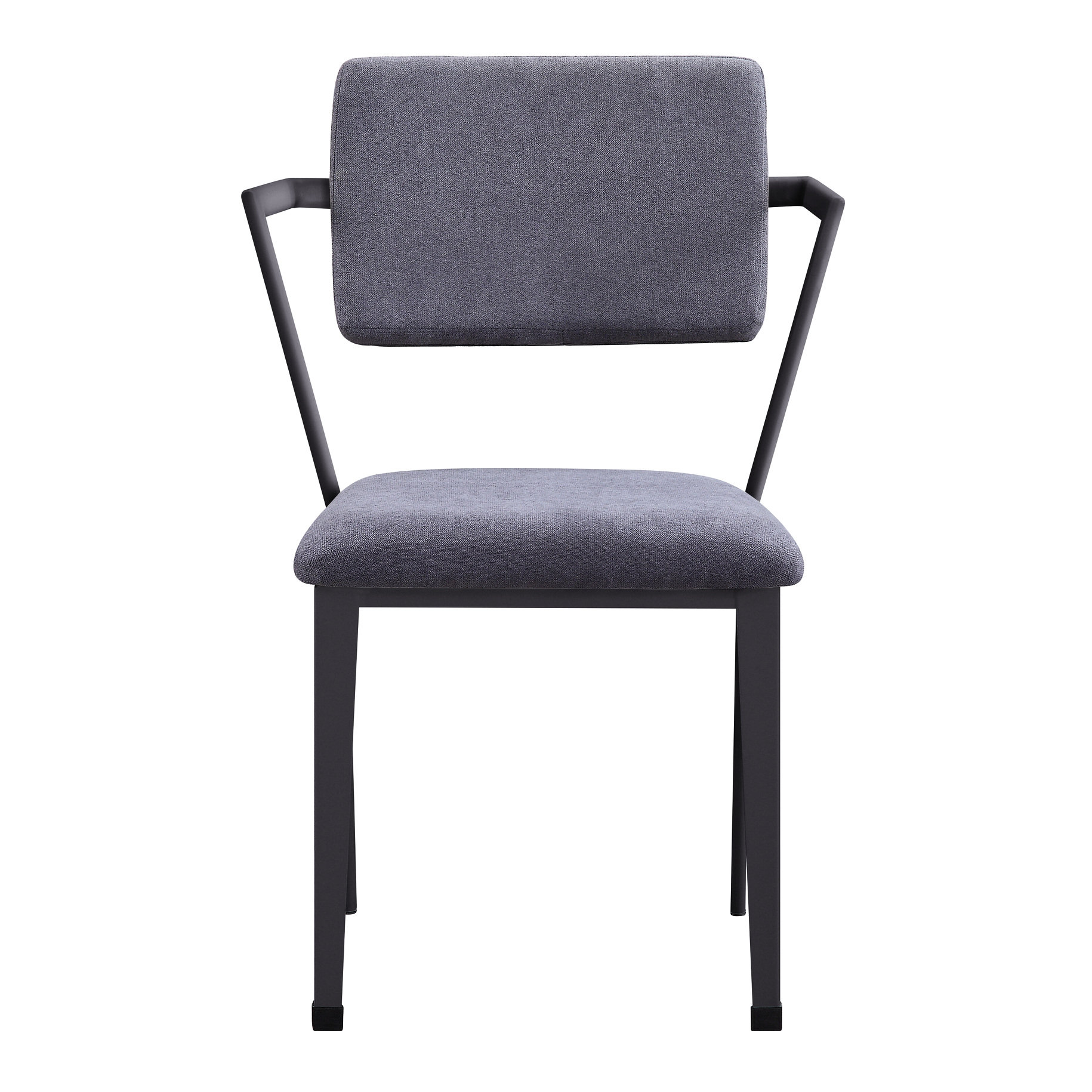 17 Stories Gunmetal Finish And Cargo Gray Fabric High Back Dining Chair ...