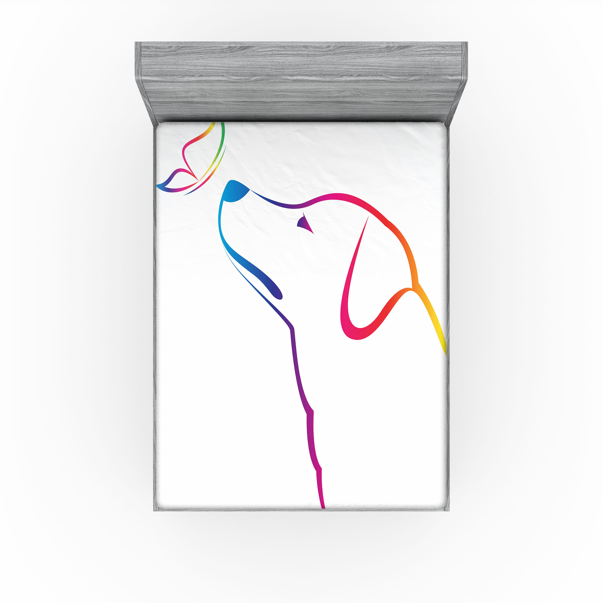 Ambesonne Colorful Fitted Sheet 2-Pack Butterfly Dog Labrador ...