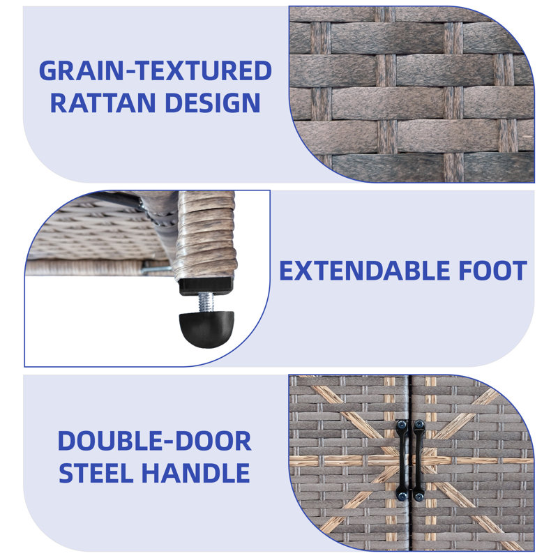 Edrosie Inc Outdoor Rattan Wicker Storage Cabinet with Adjustable ...