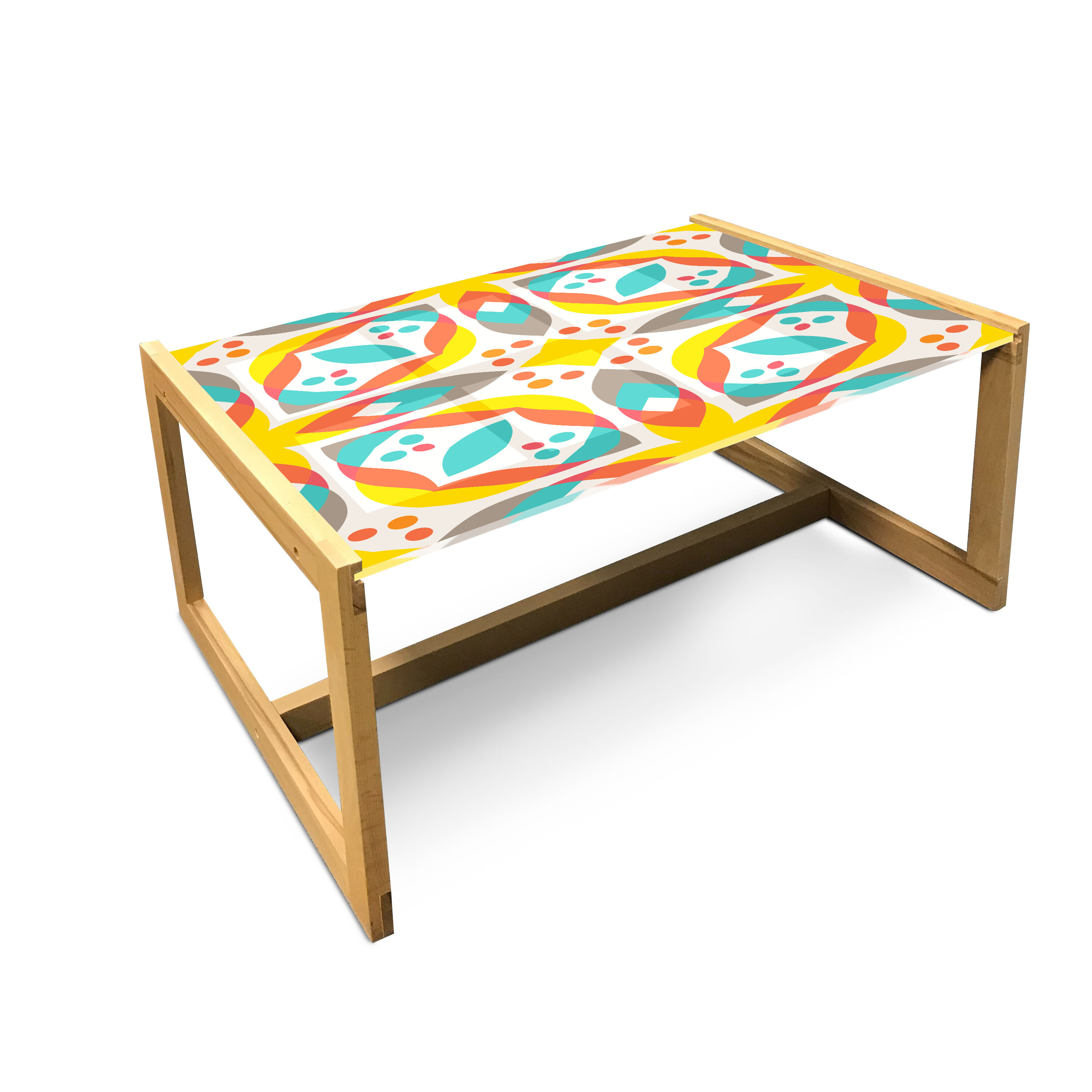 East Urban Home Abstract Coffee Table, Colourful Flowers Leaves ...