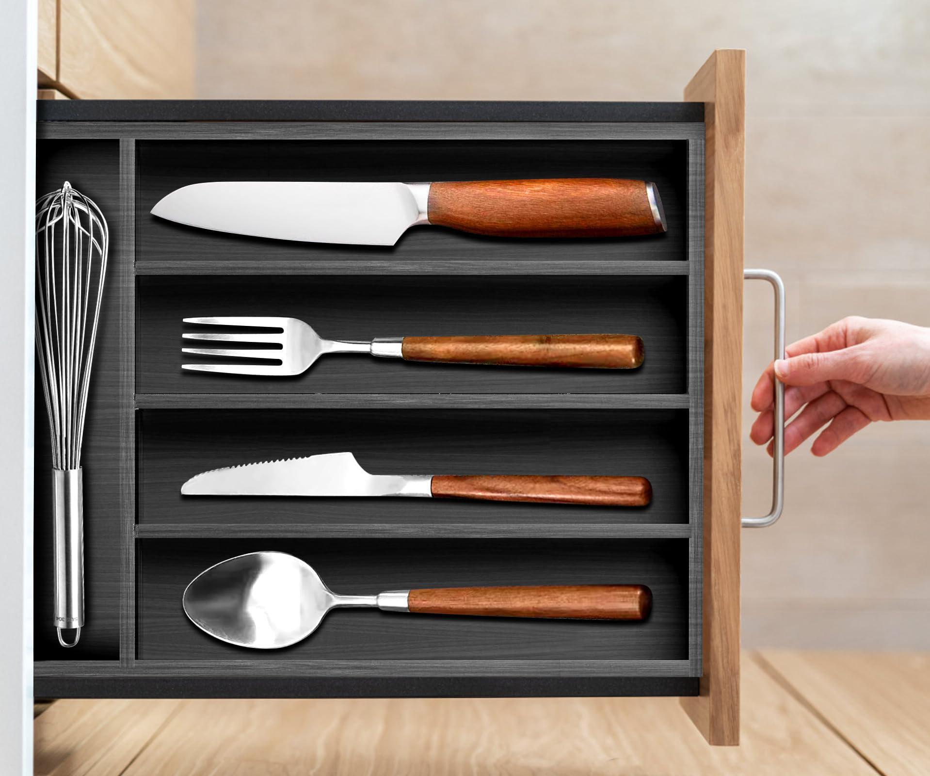 Rebrilliant Small Wooden Silverware Drawer Organizer, Spoon And Fork ...
