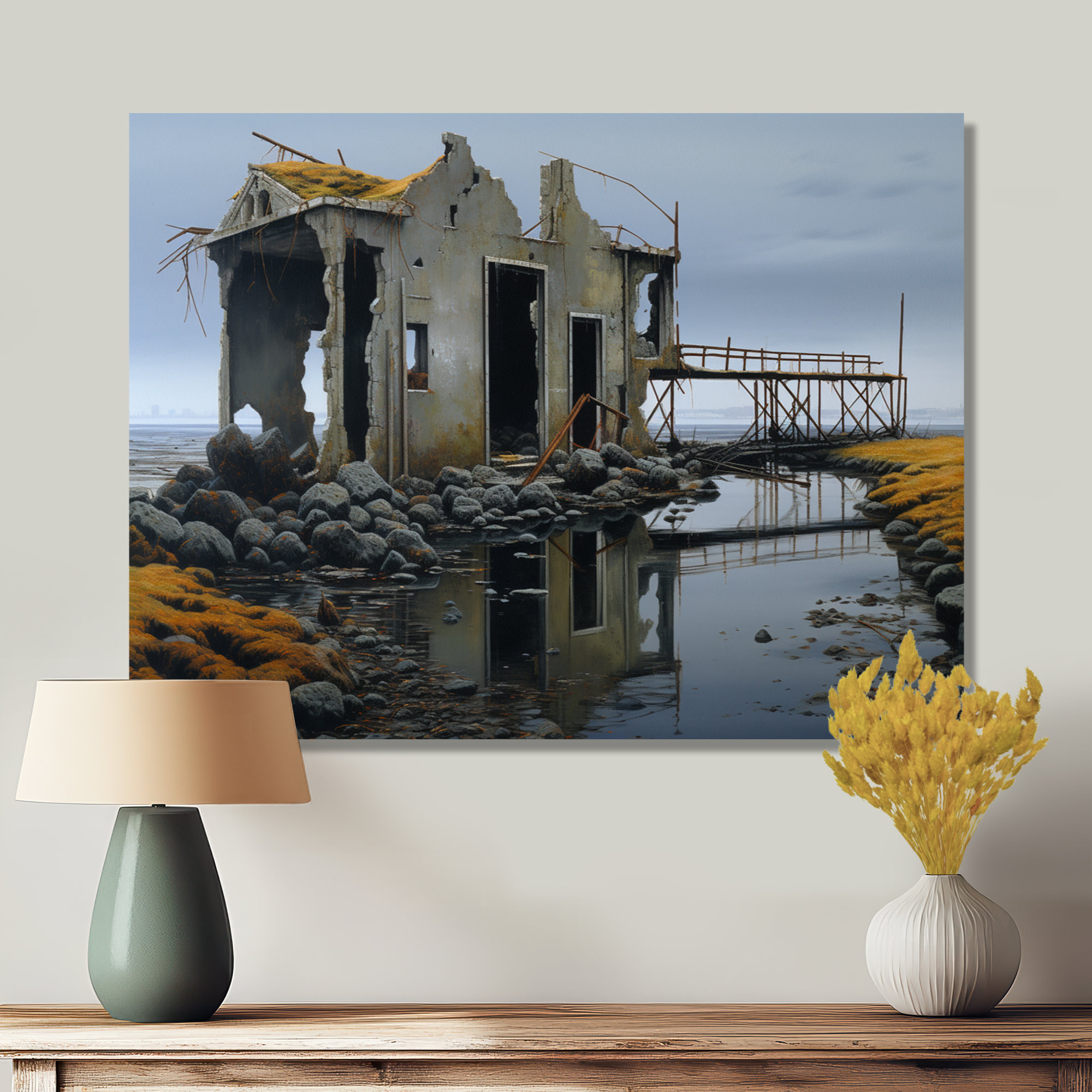 17 Stories Deserted Country House Ruin Gray Nostalgia - Landscape Wall ...