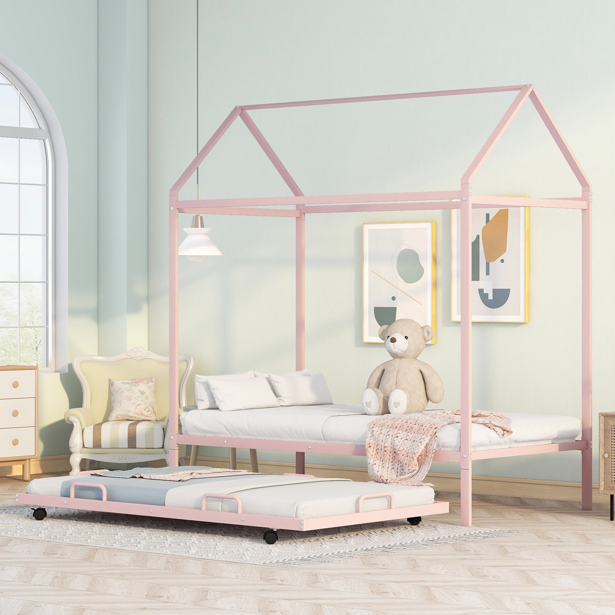 Isabelle & Max™ Toshia Twin Metal House Bed with Trundle by Isabelle ...