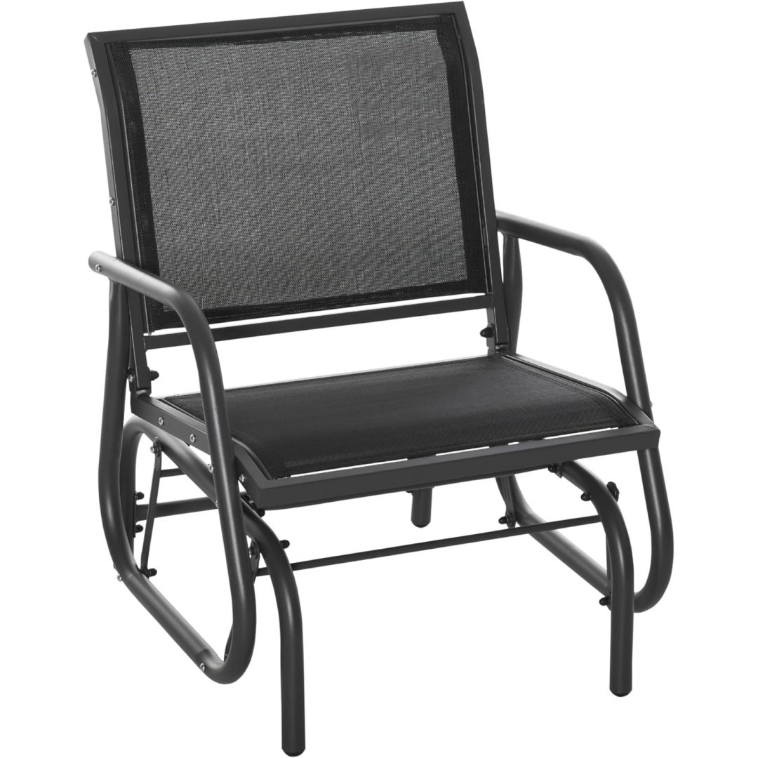 Pad Liquidators Porch Glider, Metal Frame Swing Glider Chair With Breathable Mesh Fabric, Curved ...