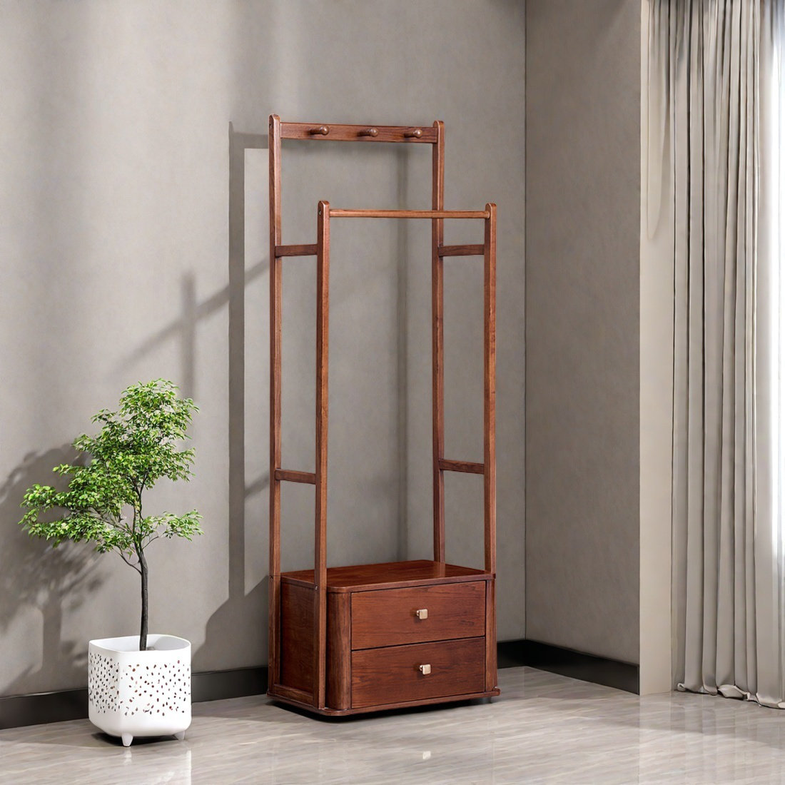 PPEDKS Multi-Tiered Coat Rack with Storage Drawers - Wayfair Canada