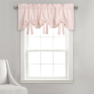 Lush Decor Melody Bow Scalloped 52" Window Valance in Blush/White/Light ...