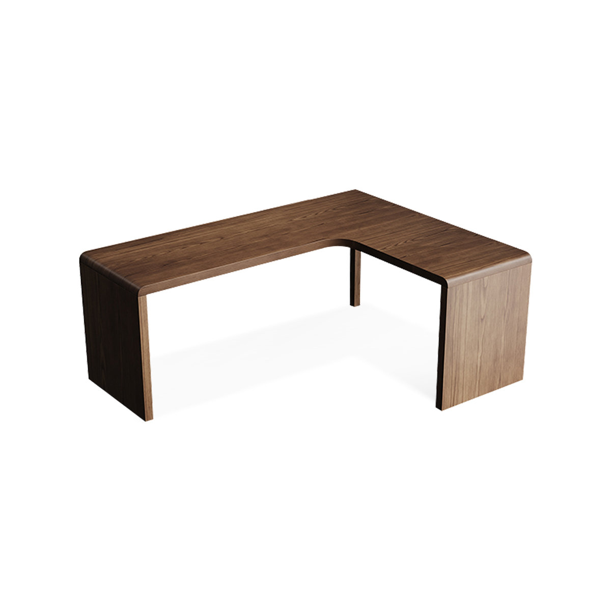 Groove Interior Walnut L-Shaped Solid Wood desk | Wayfair