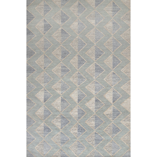 New Moon Rugs Textures Wool Geometric Area Rug in Blue | Perigold