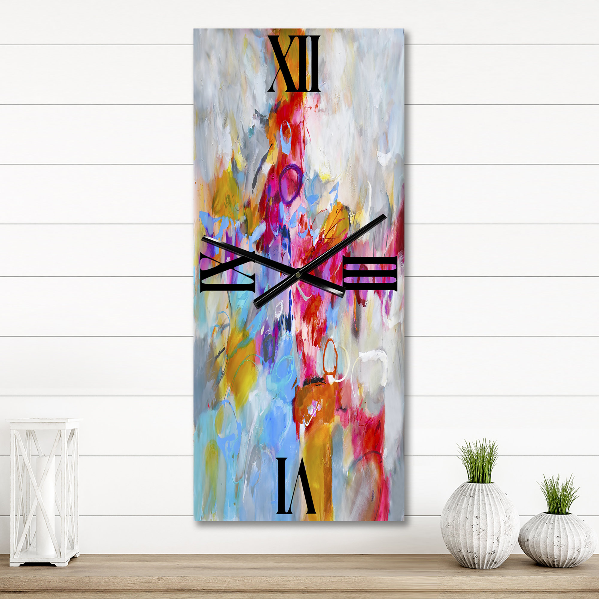 East Urban Home Blue and Yellow Color Spatters IV - Oversized Modern ...