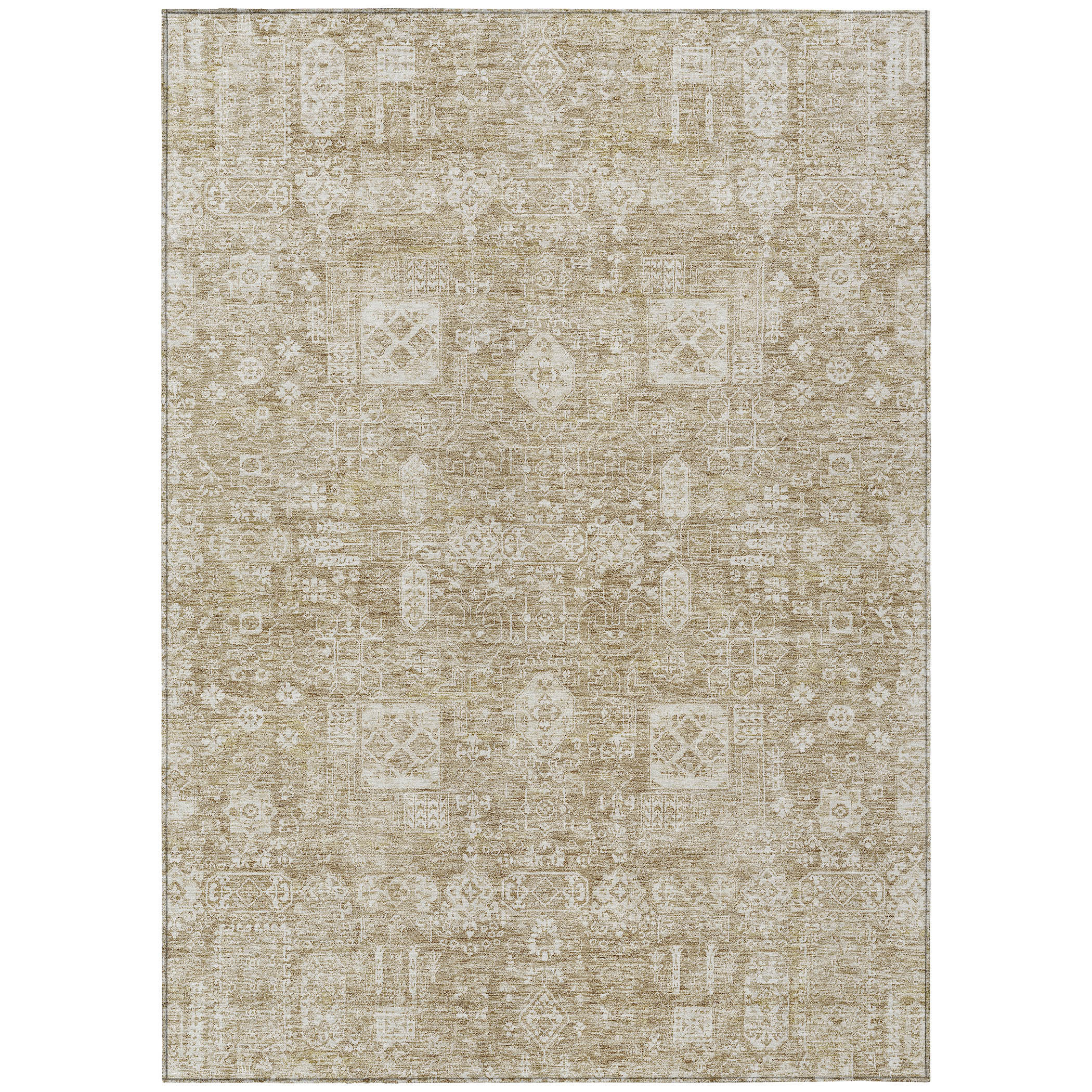 HomeRoots 9' X 12' Tan Oriental Washable Indoor Outdoor Area Rug | Wayfair