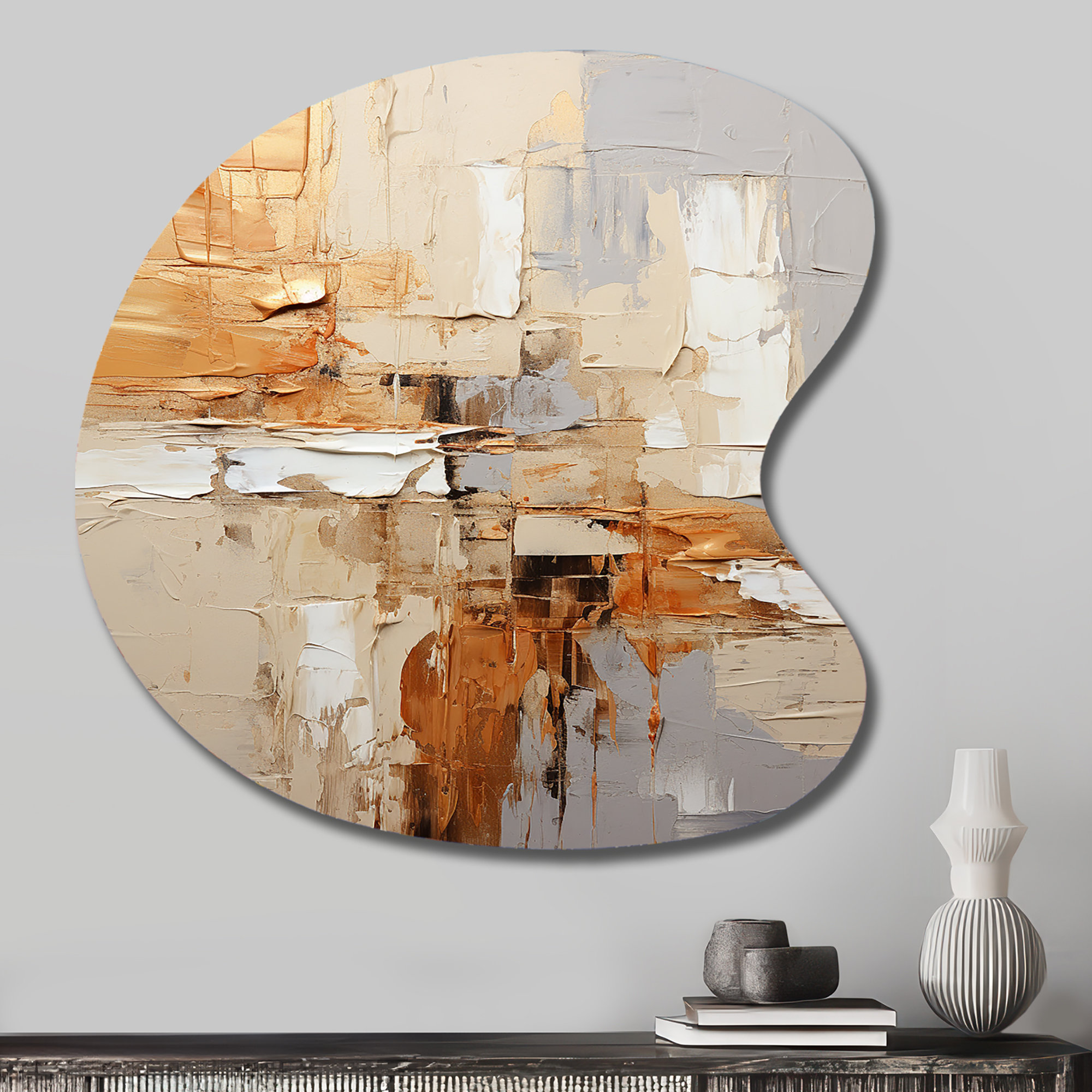 Design Art Beige Grey Geometric Collage II - Unique Shape Abstract ...