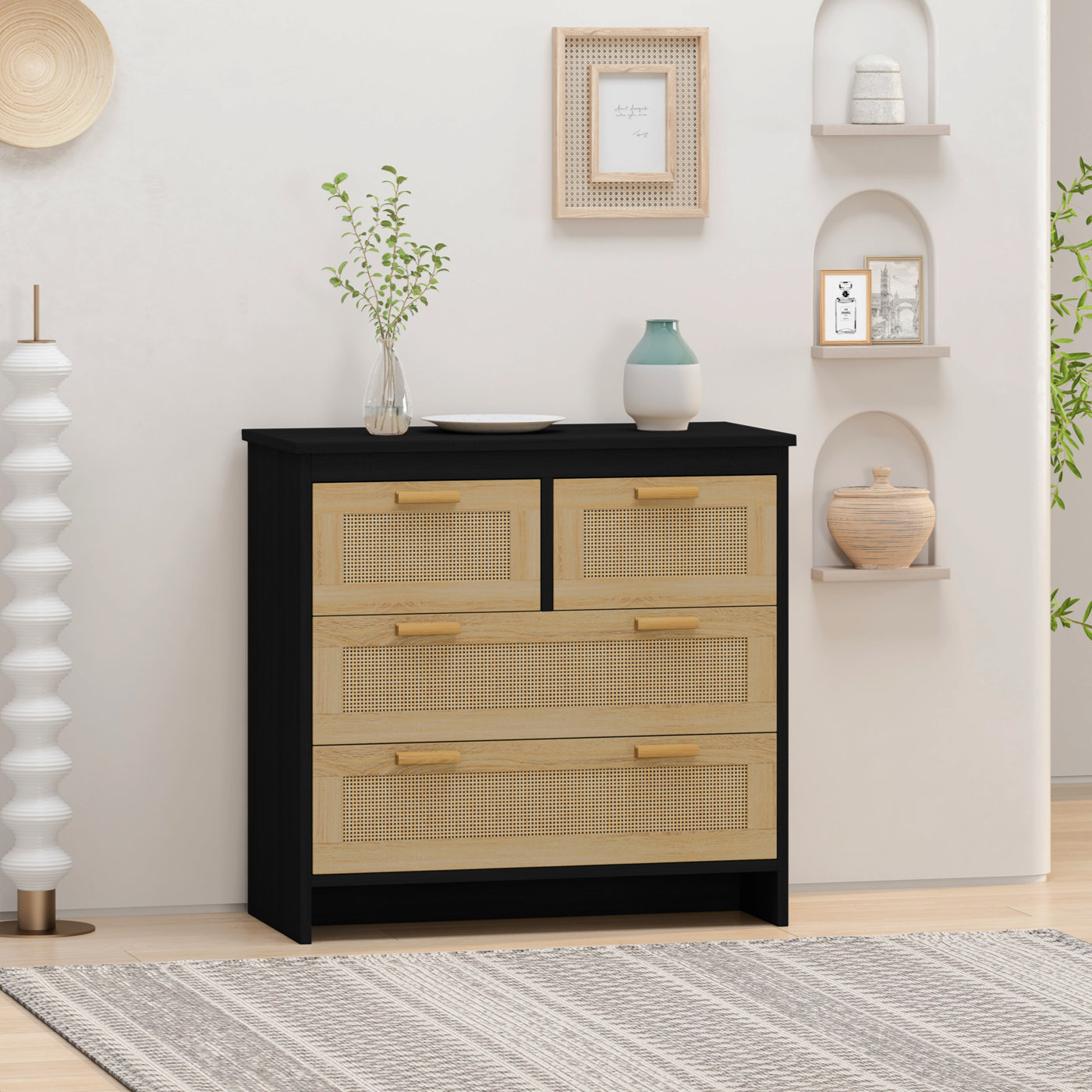 Dakota Fields 4-Drawers Rattan Dresser Rattan Bedroom Furniture Rattan ...