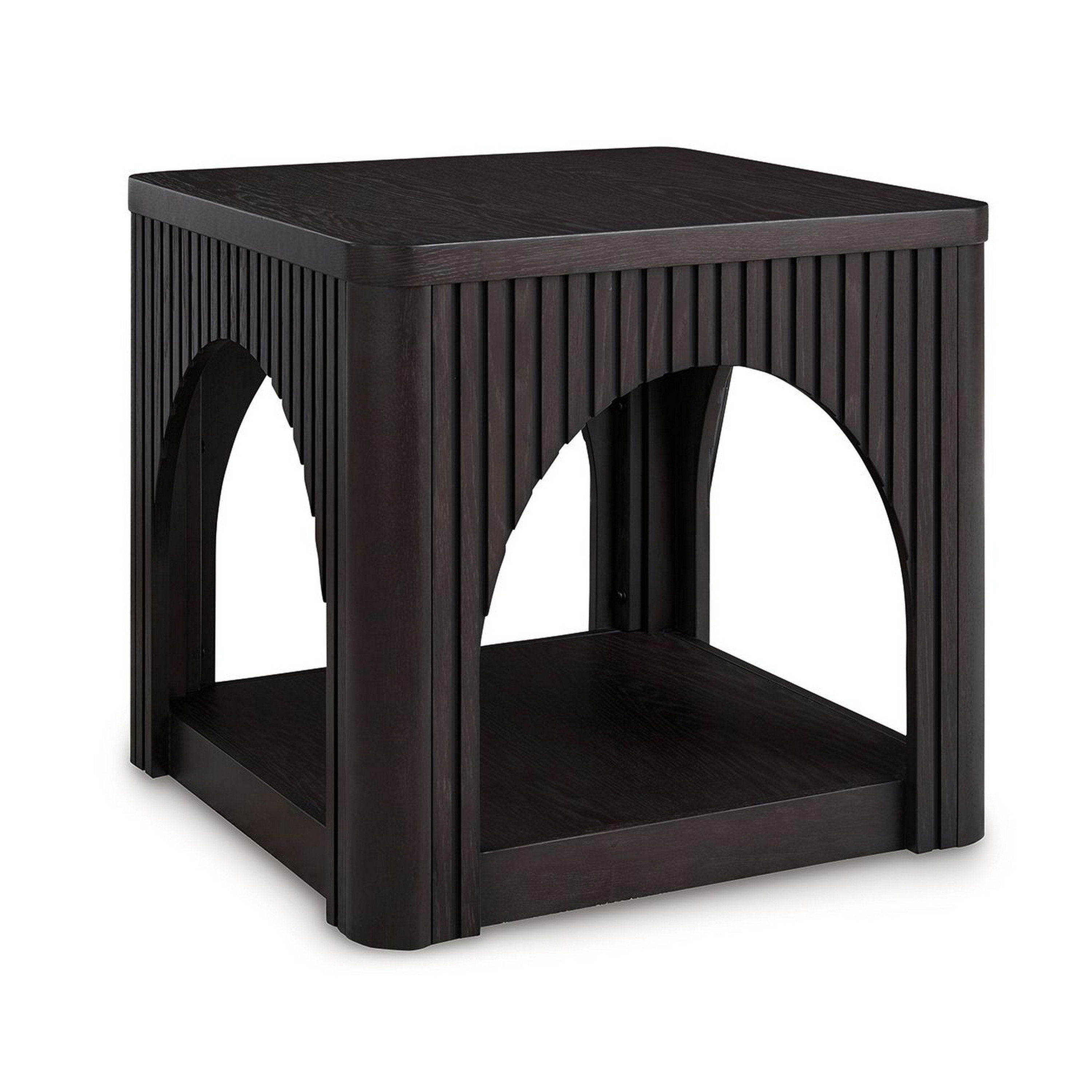 Benjara Yini Square Side End Table, Lattice, Arch Design, 24 Inch Black ...