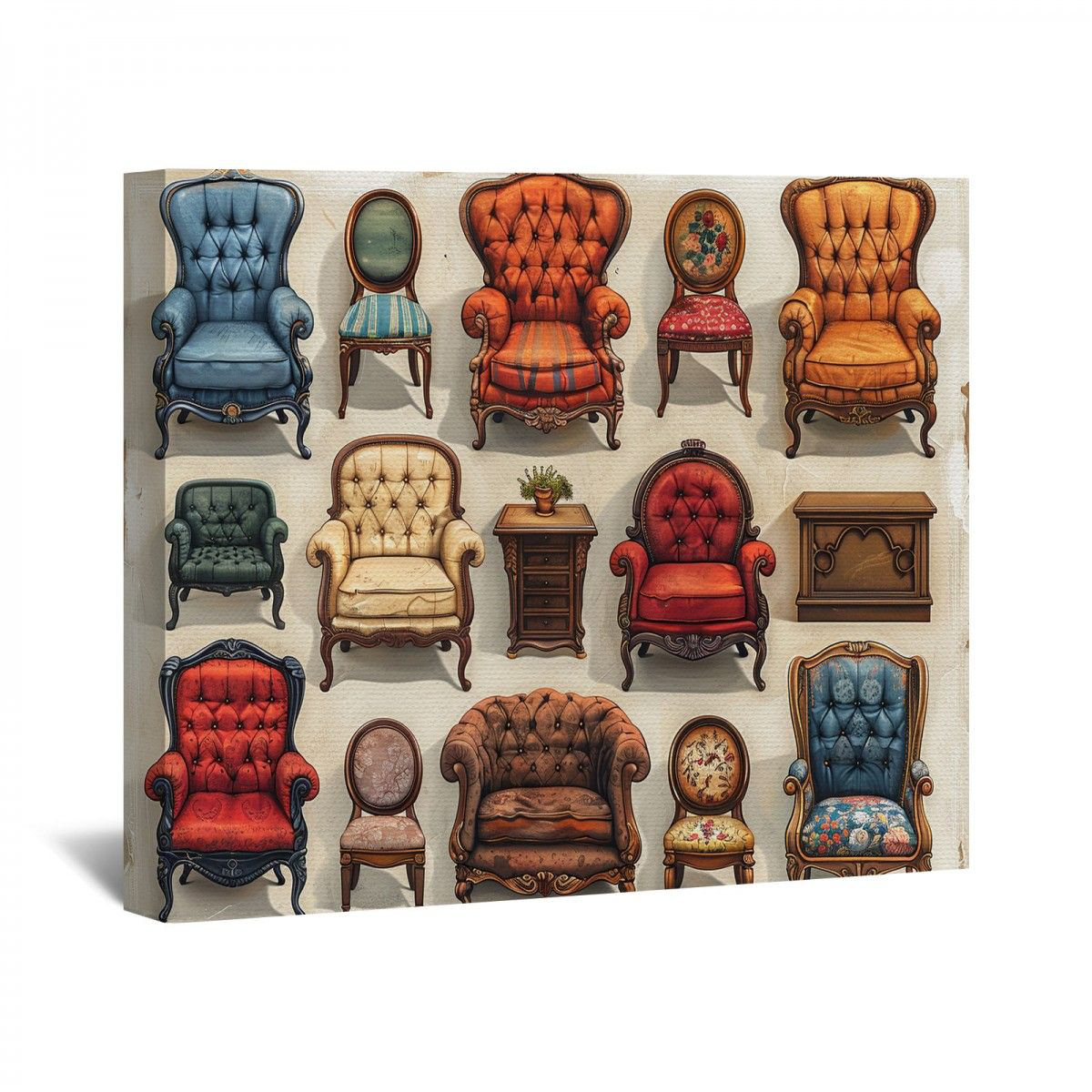 Red Barrel Studio® " Armchair Collection " on Canvas | Wayfair