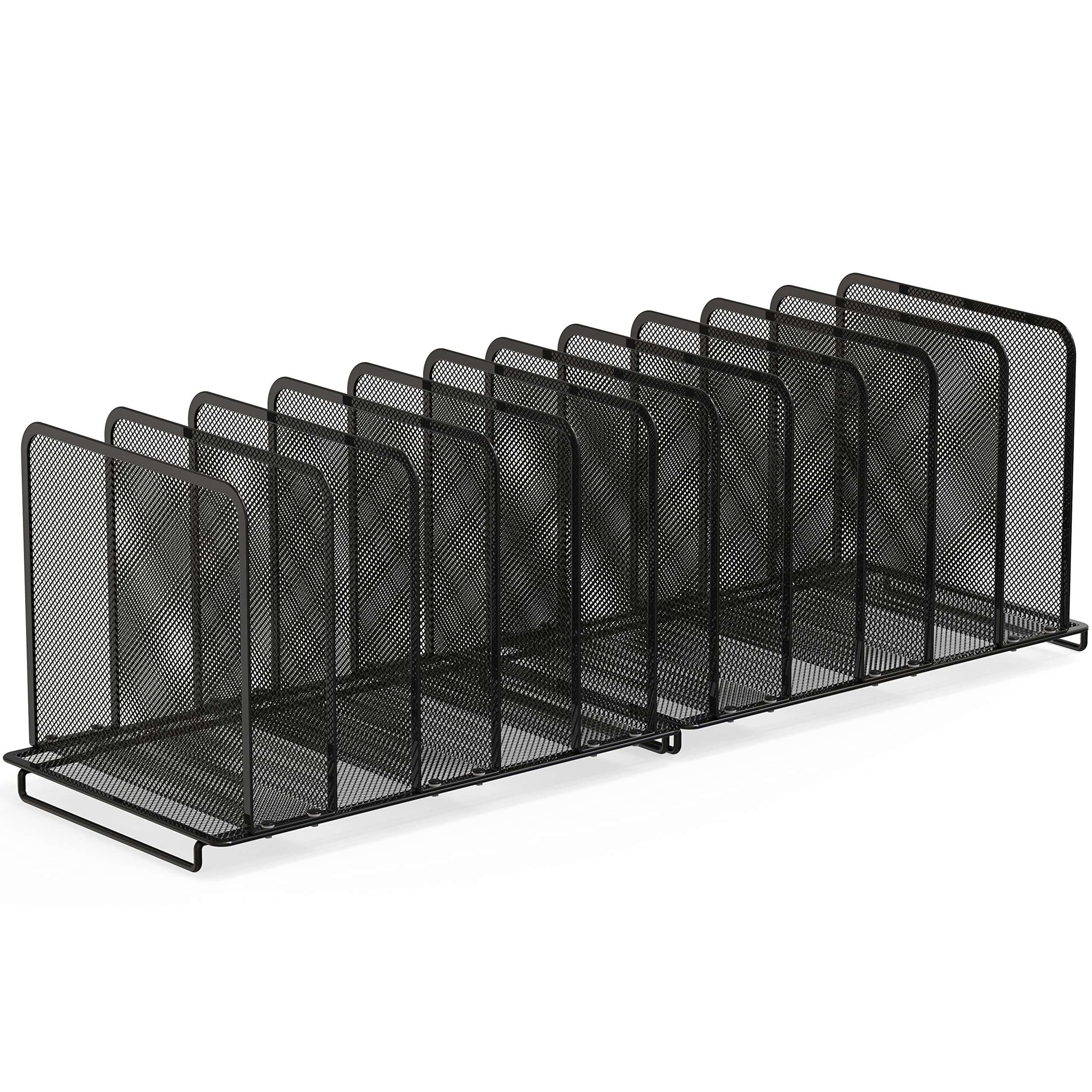 XMVJHOME 2-Pack Black Steel Mesh Upright File Sorter Organizer - 5 ...