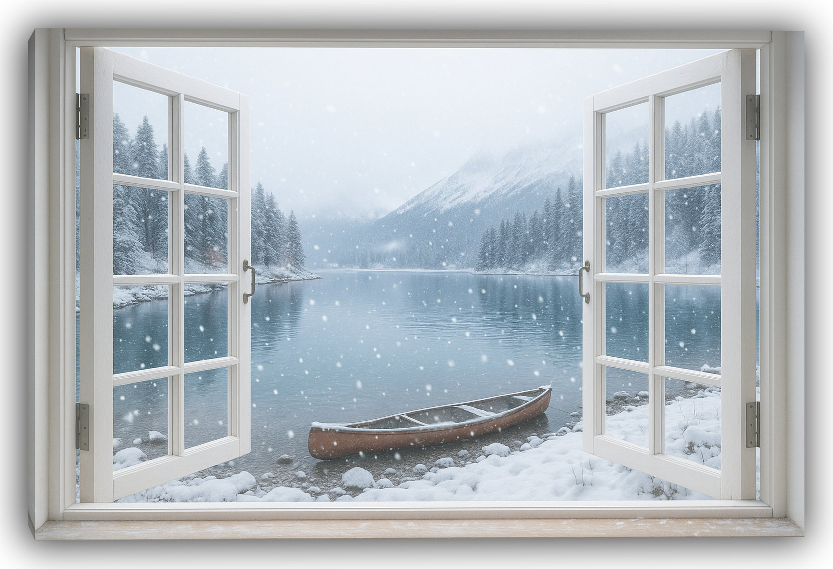 Breakwater Bay Winter Tranquility – Winter Window View Landscape Wall ...