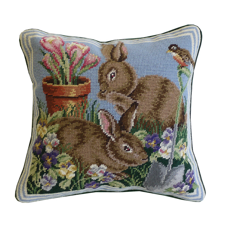 C&F Home Bunnies In The Field Needlepoint Pillow | Wayfair