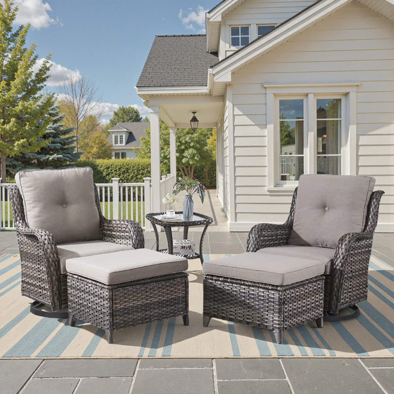 Red Barrel Studio® Schutt 5 Piece Swivel Chairs Seating Group with ...