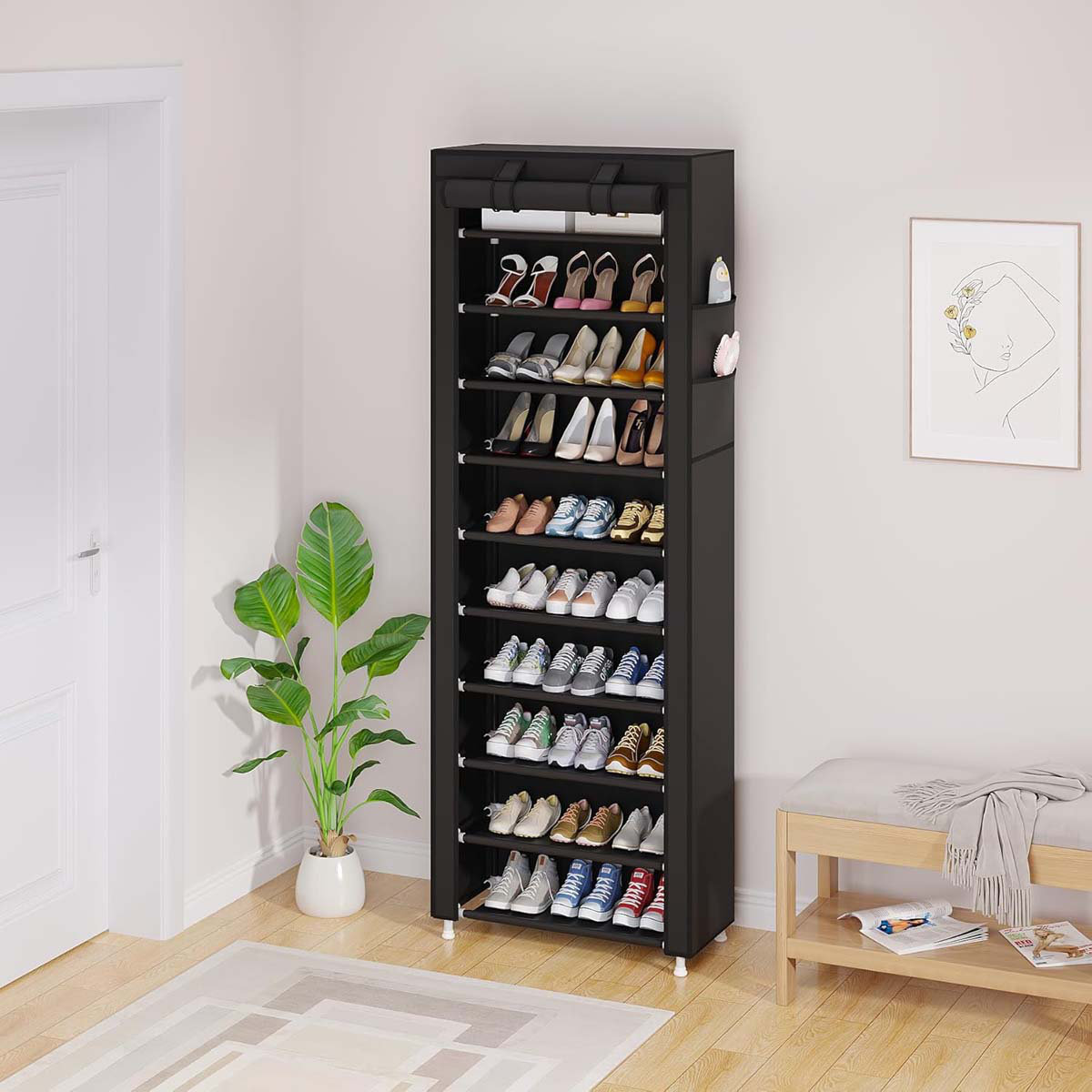 Latitude Run® 10-Tier Free Standing Shoe Rack Sturdy Shoe Rack ...