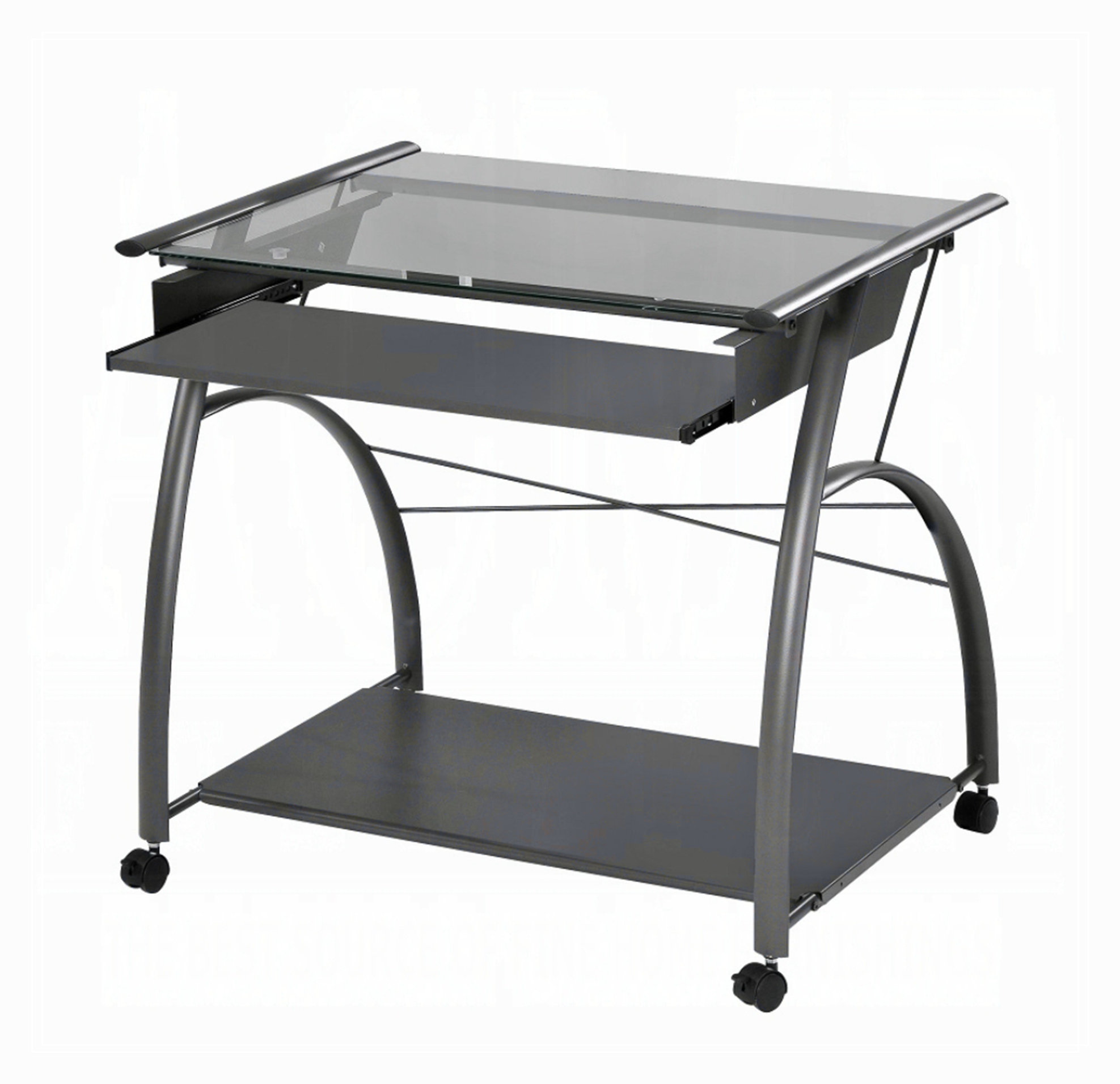 Inbox Zero Vincent Pewter Finish Computer Desk | Wayfair