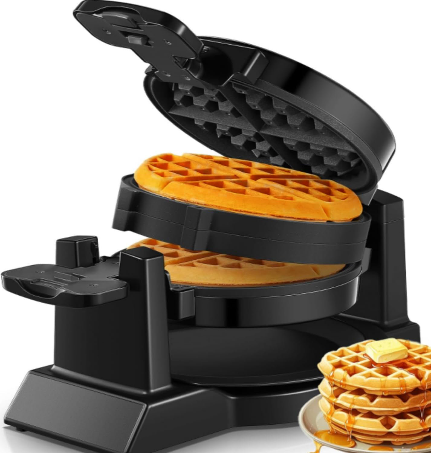 FOHERE 1400W Double Belgian Waffle Maker 180° Flip, Nonstick Plates ...