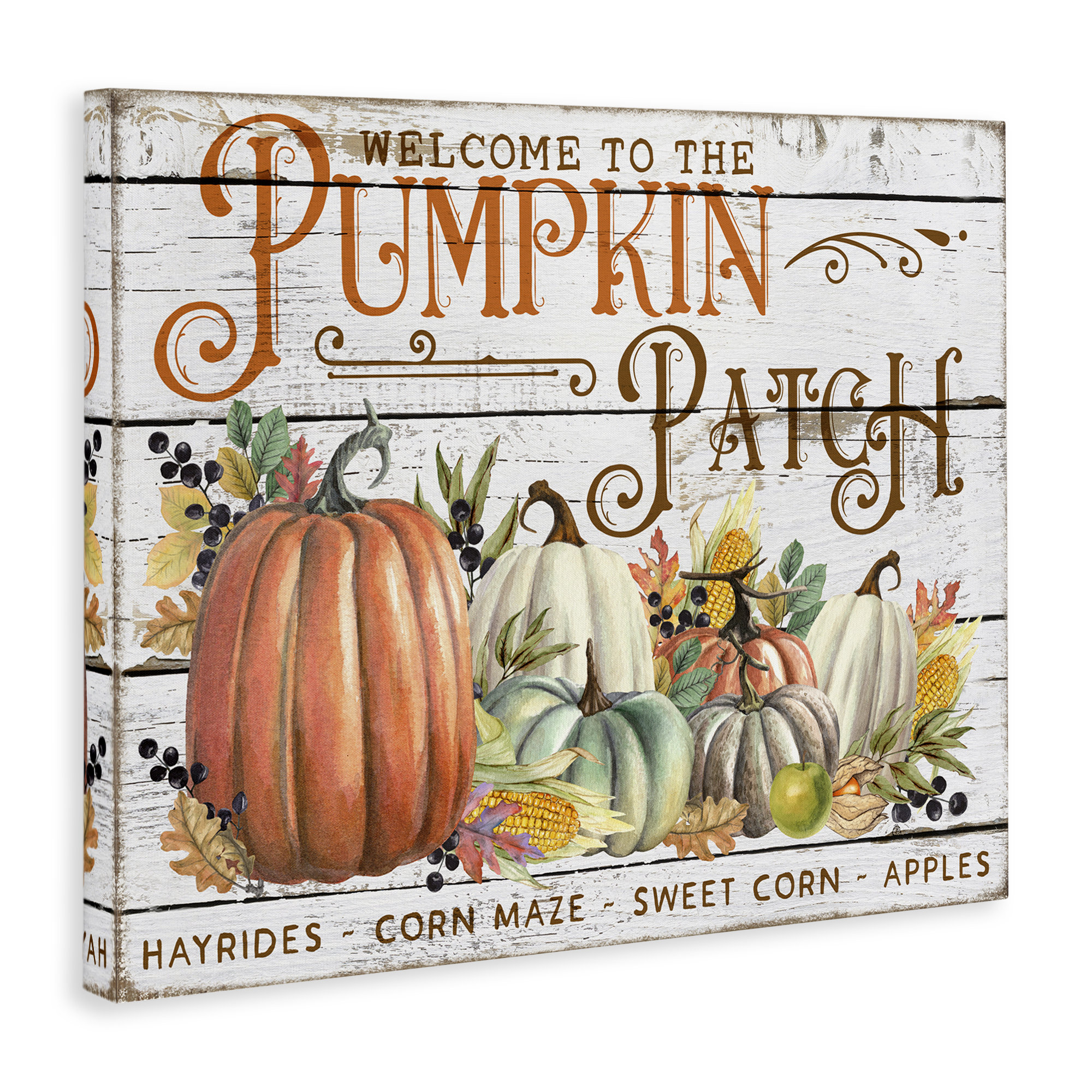 August Grove® Welcome Pumpkin Patch Canvas Wall Art by Creatif Belle ...