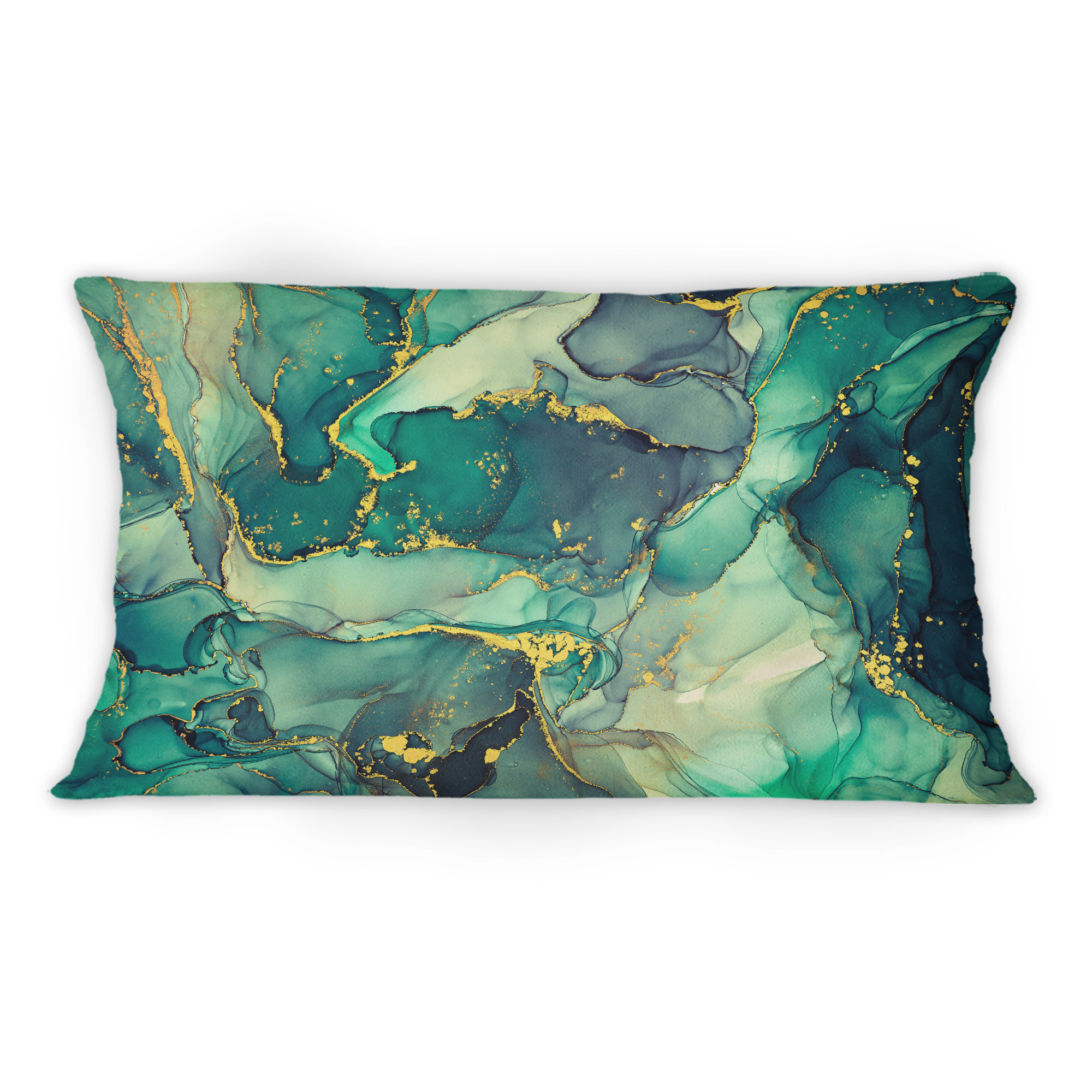 Design Art Green Luxury Abstract Fluid Art IV - Modern Printed Throw ...
