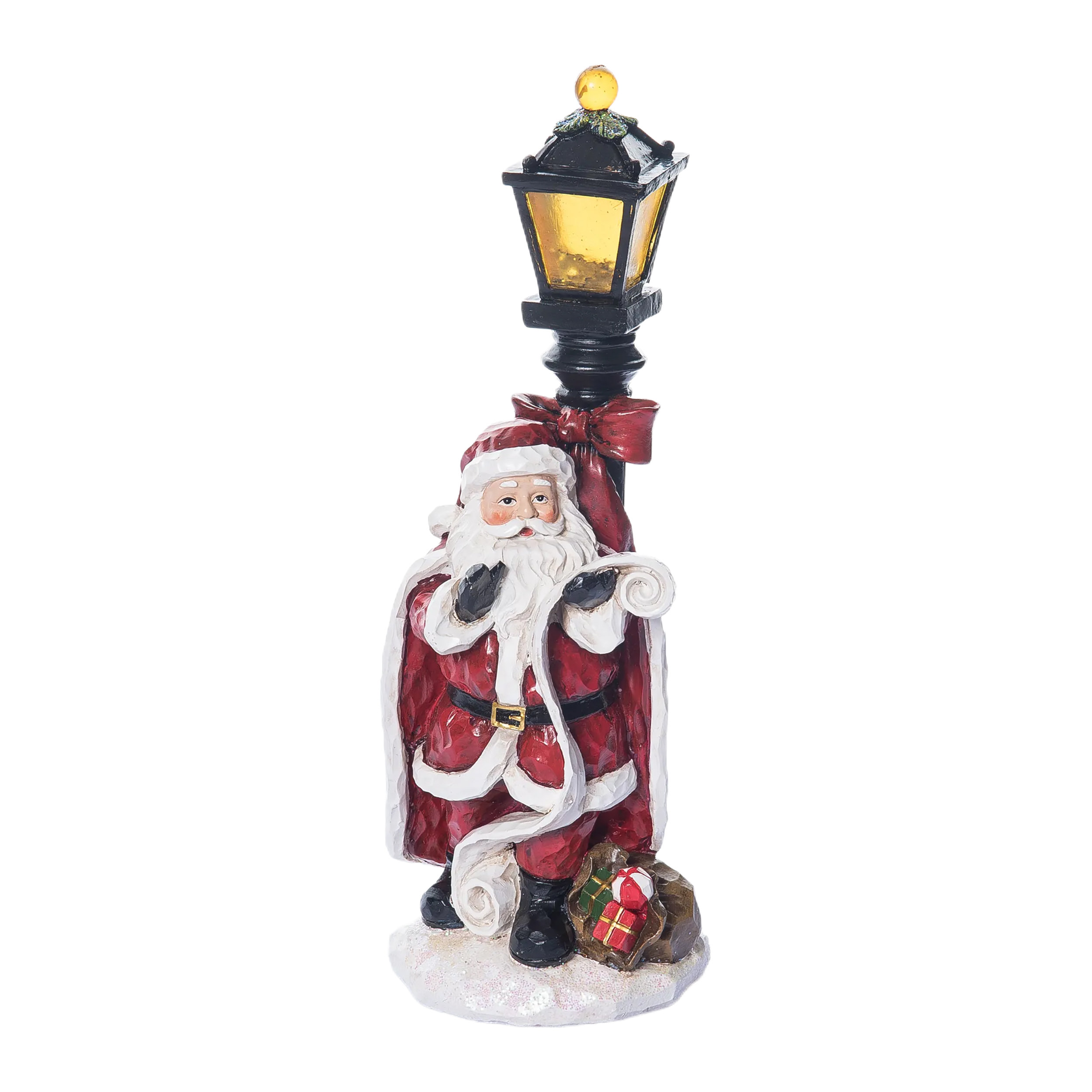 Transpac Resin 12.5 in. Multicolor Christmas Santa with Lamp Post ...