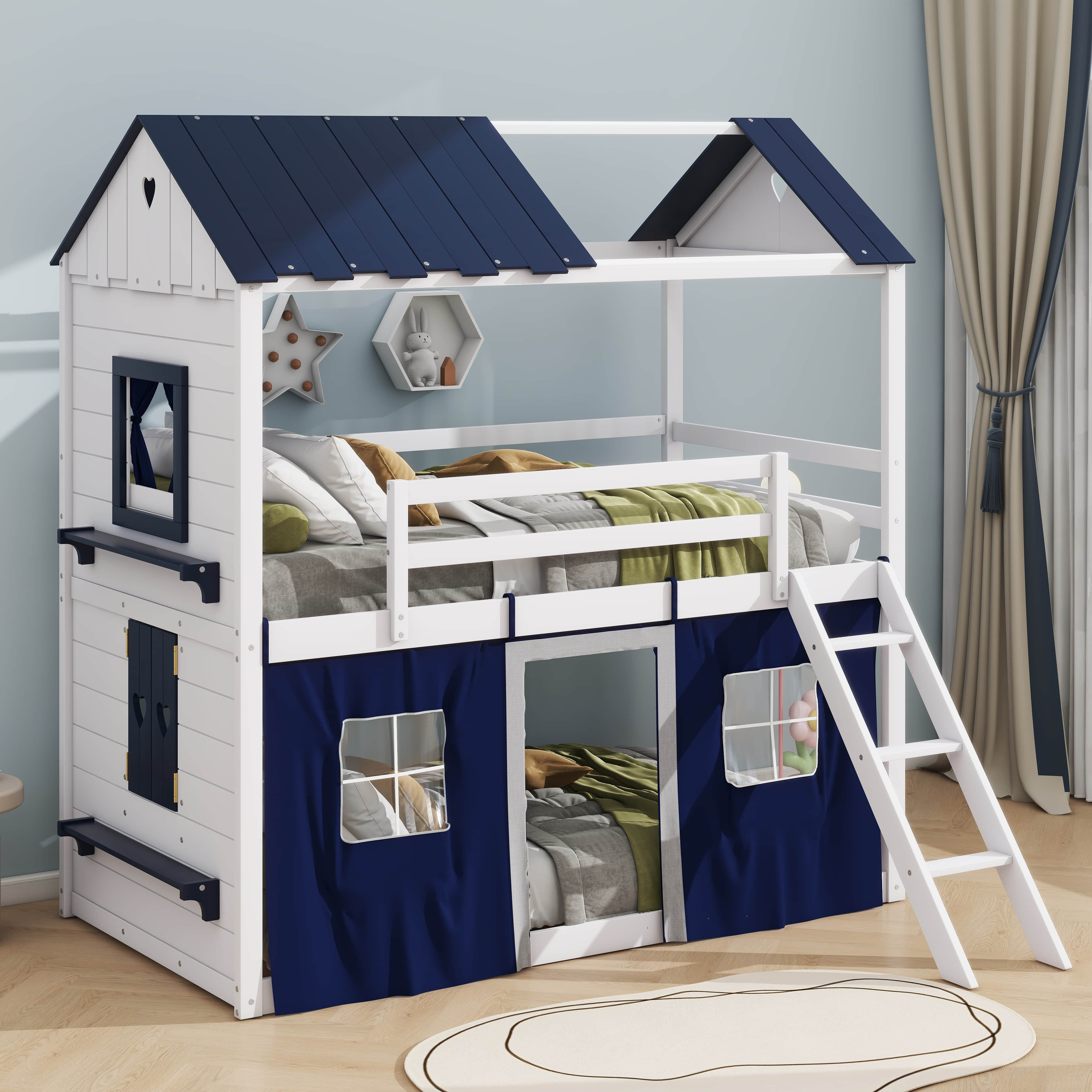 Harper Orchard Elegantly Designed Bunk Bed Shaped Like A Wood House ...