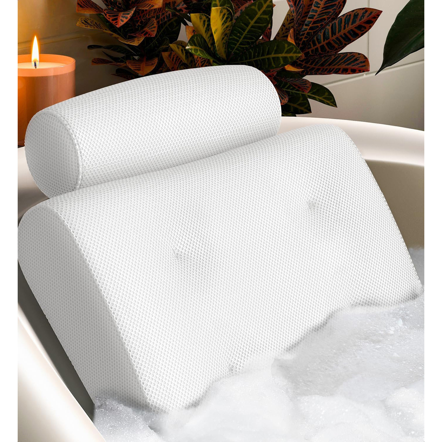 Symple Stuff Luxury Bath Pillow - Head, Neck, Back Support Cushion For ...