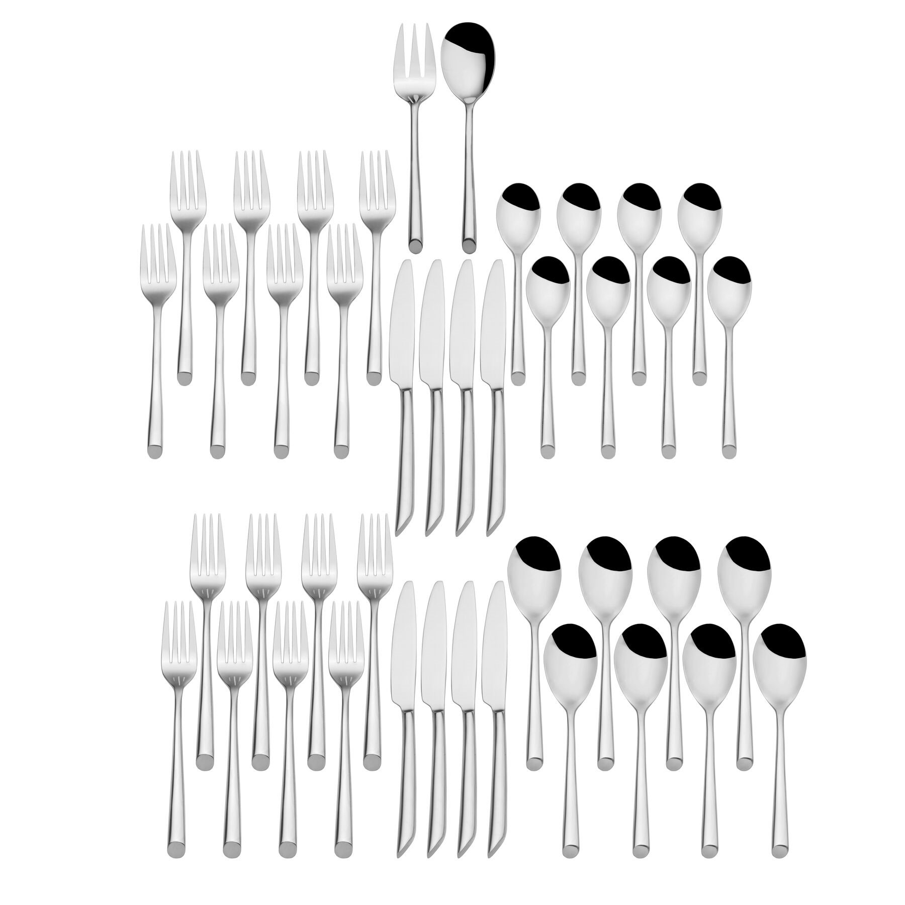Towle Silversmiths Towle Living Wave 42-Piece Forged Stainless Steel Flatware Set, Service for 8 ...