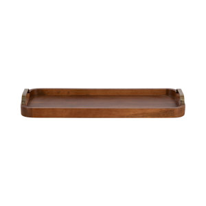 Loon Peak® Solid Wood Rectangle Tray with Metal Handles | Wayfair