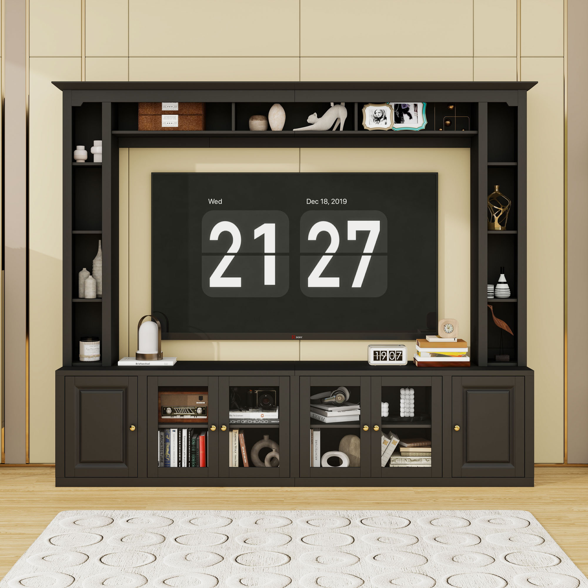 Lark Manor™ 4-Piece Entertainment Center with Shelves and Cabinet | Wayfair
