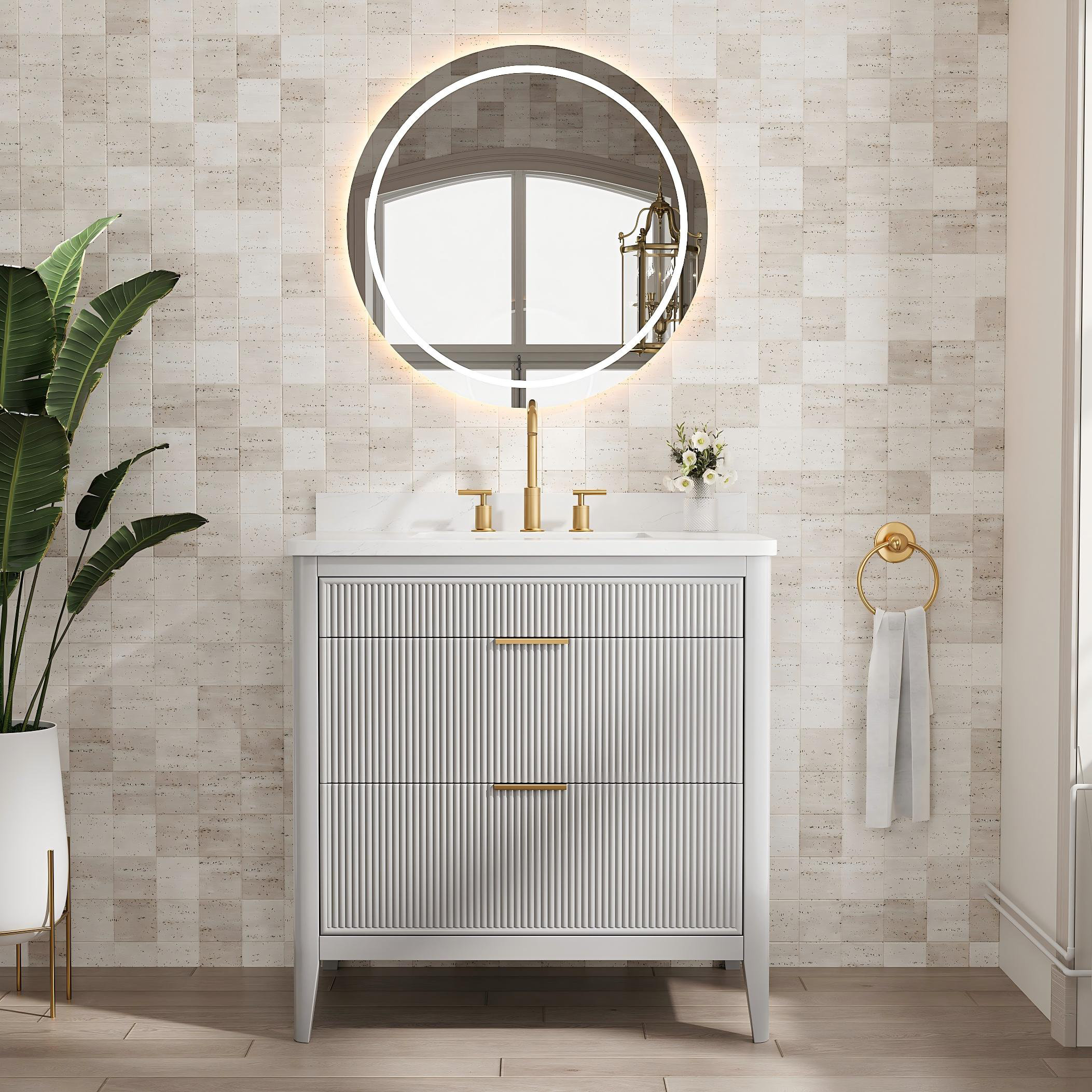 VanityIn 36" Fully Assembled Freestanding Single Sink Bathroom Vanity ...