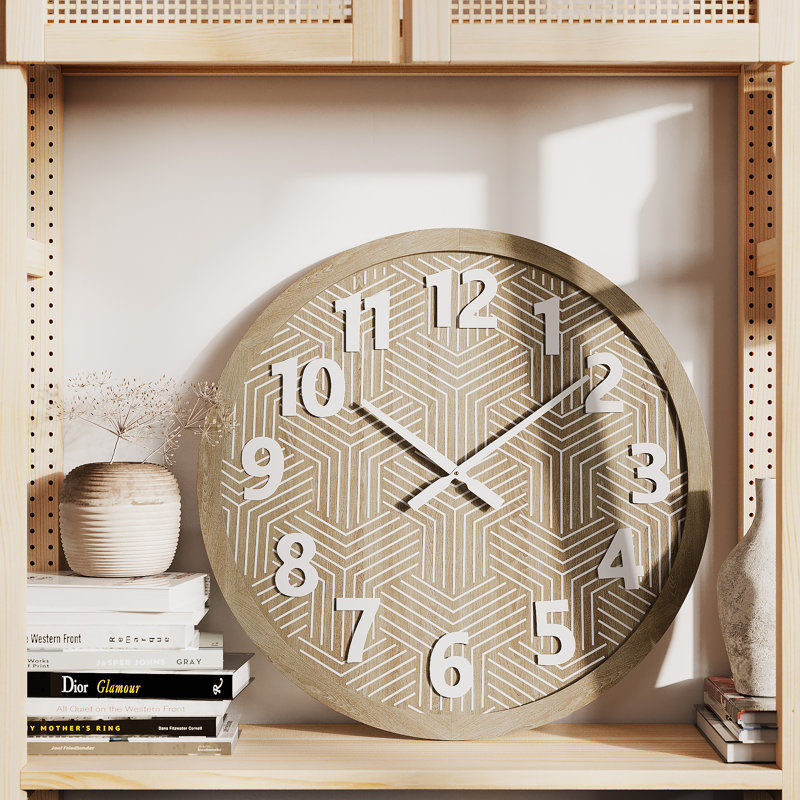 Corrigan Studio® Dahlia Round Wood Modern Farmhouse Style Wall Clock ...