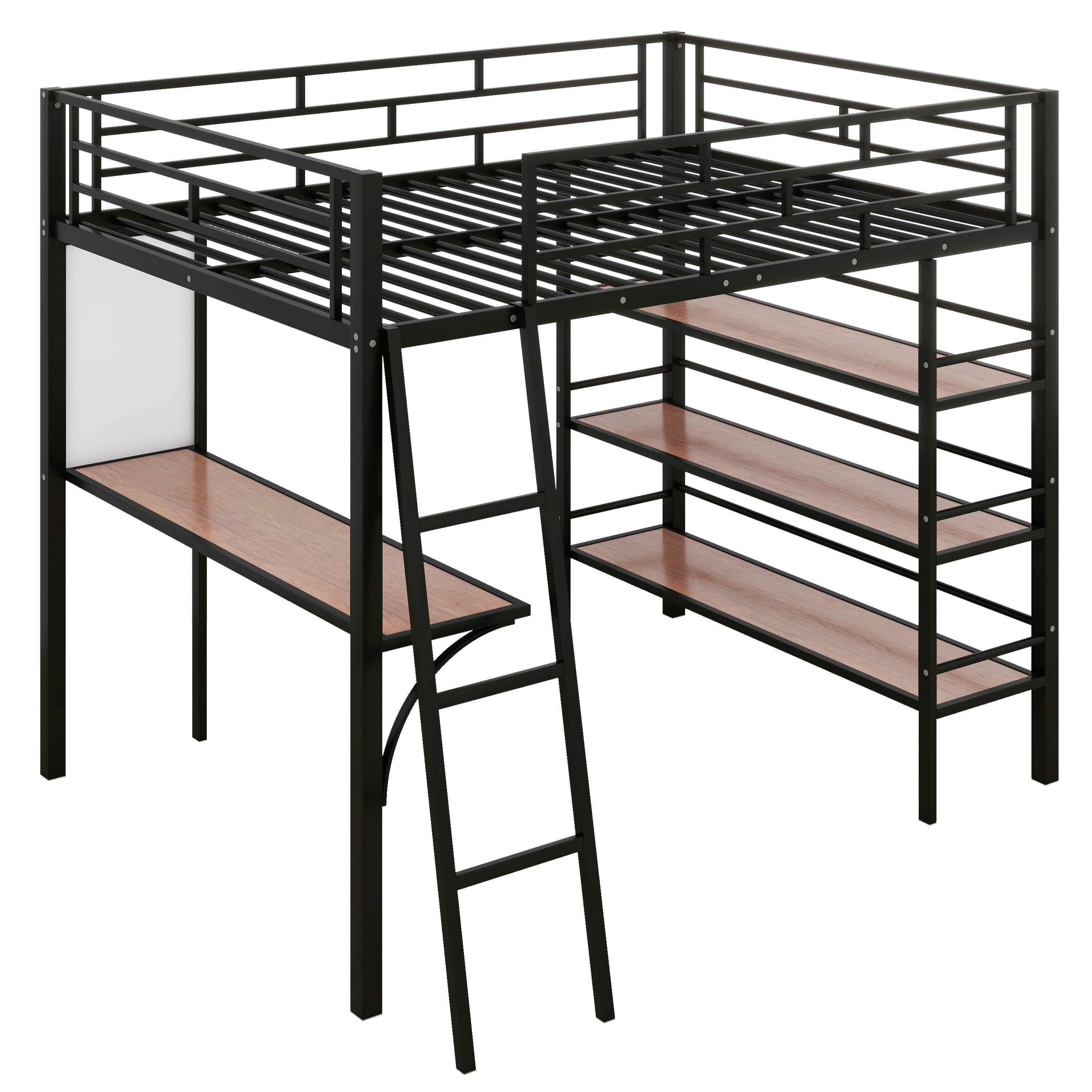 Isabelle & Max™ Lit mezzanine double en métal Aiyonna avec 3 couches de ...