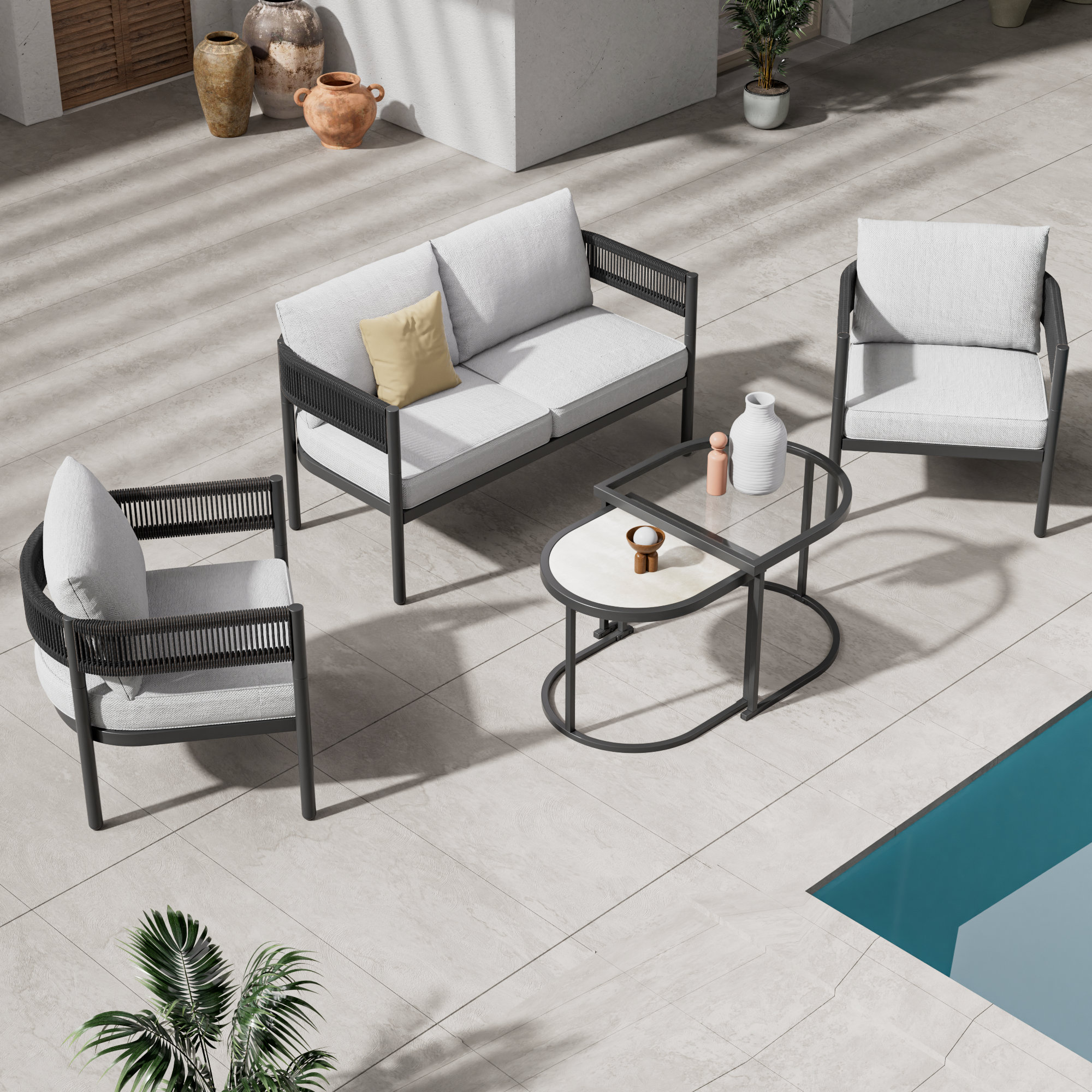 Ebern Designs Alexandria 5-Pieces Outdoor Seating Group With Cushions ...