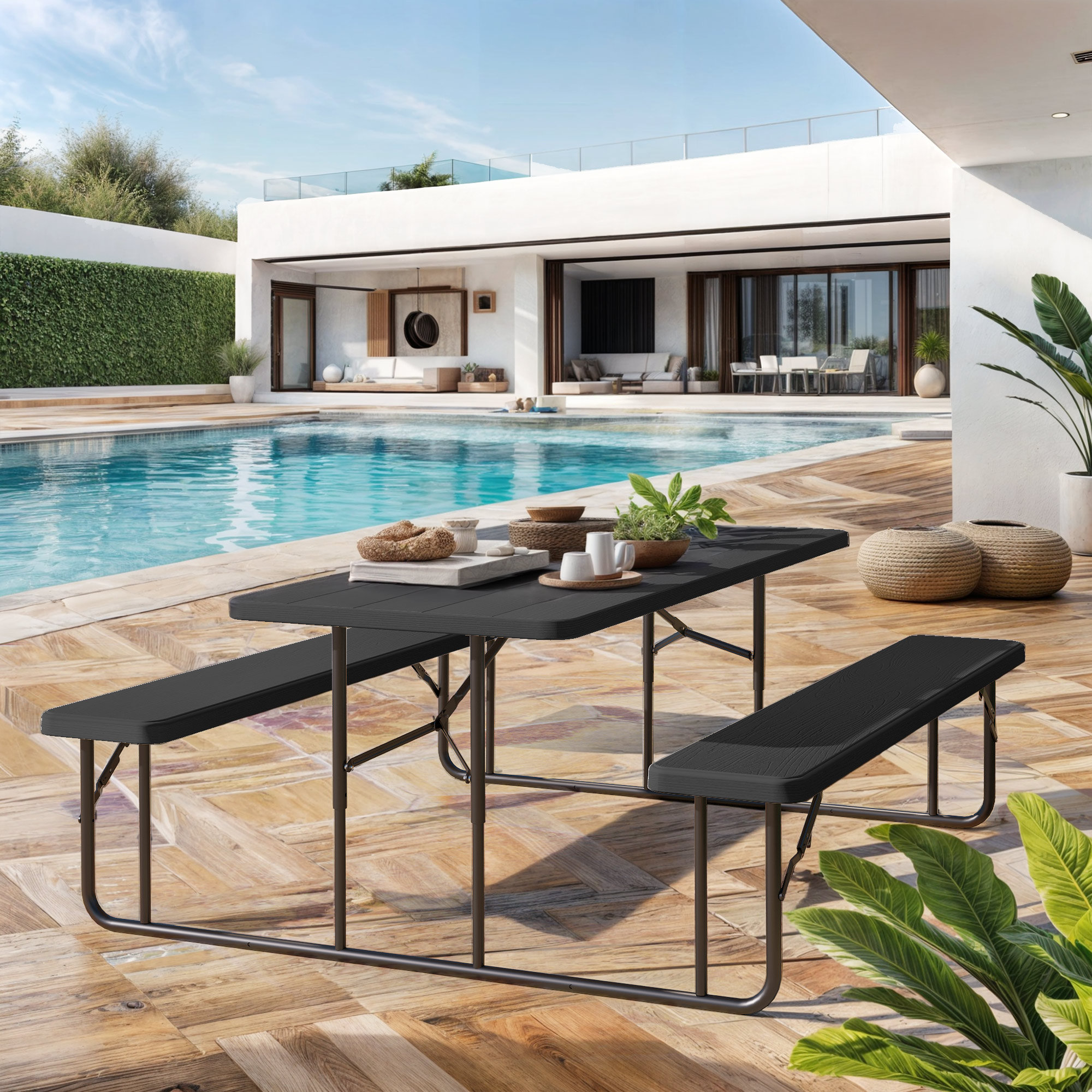 Ebern Designs Varastad Rectangular 6 - Person 71'' L Outdoor Dining Set | Wayfair