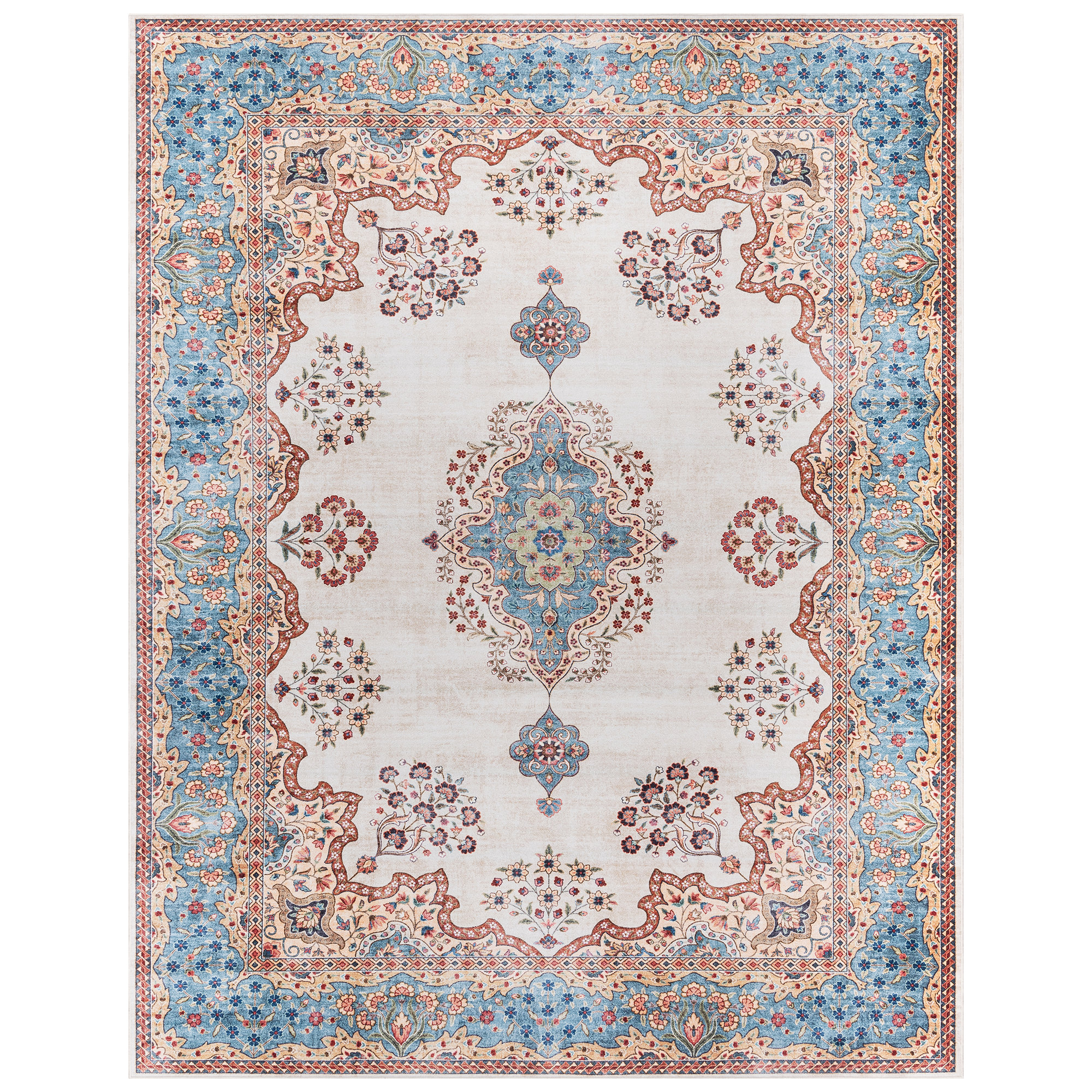 Gertmenian Crystal Print Dainty Medallion Blue Red Ivory Traditional ...