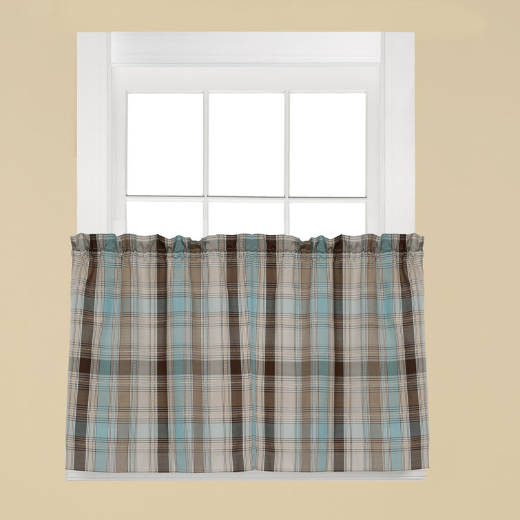 August Grove® Robstown Plaid 58'' W Cafe Curtain & Reviews | Wayfair